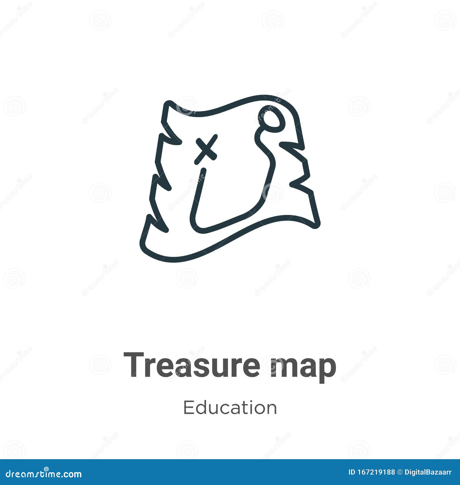 Treasure Map Outline Vector Icon. Thin Line Black Treasure Map Icon ...