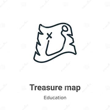 Treasure Map Outline Vector Icon. Thin Line Black Treasure Map Icon ...