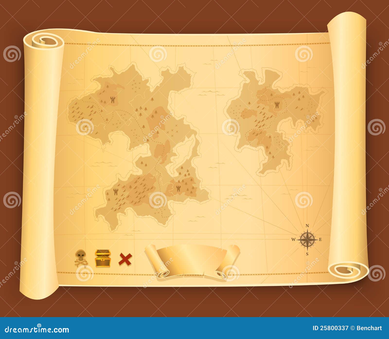 Treasure Map Parchment Scroll Stock Illustrations – 1,691 Treasure Map ...