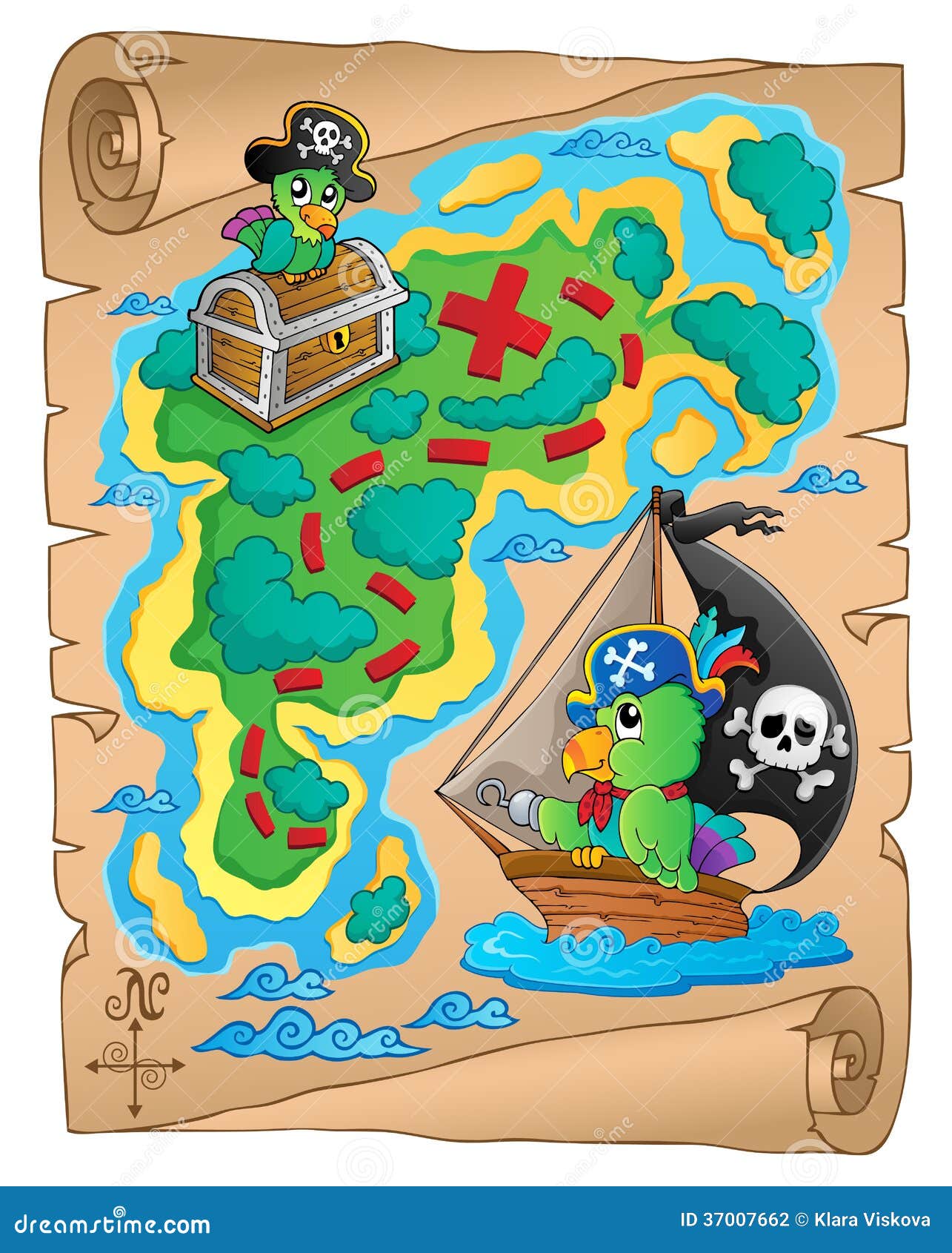 Treasure map theme image 8 stock vector. Illustration of journey - 37007662