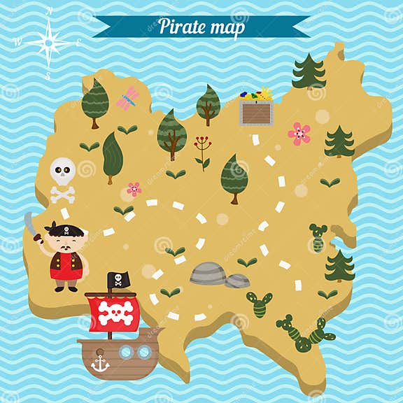 Treasure map theme. stock vector. Illustration of fantasy - 79432644