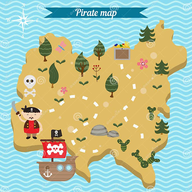 Treasure map theme. stock vector. Illustration of fantasy - 79432644