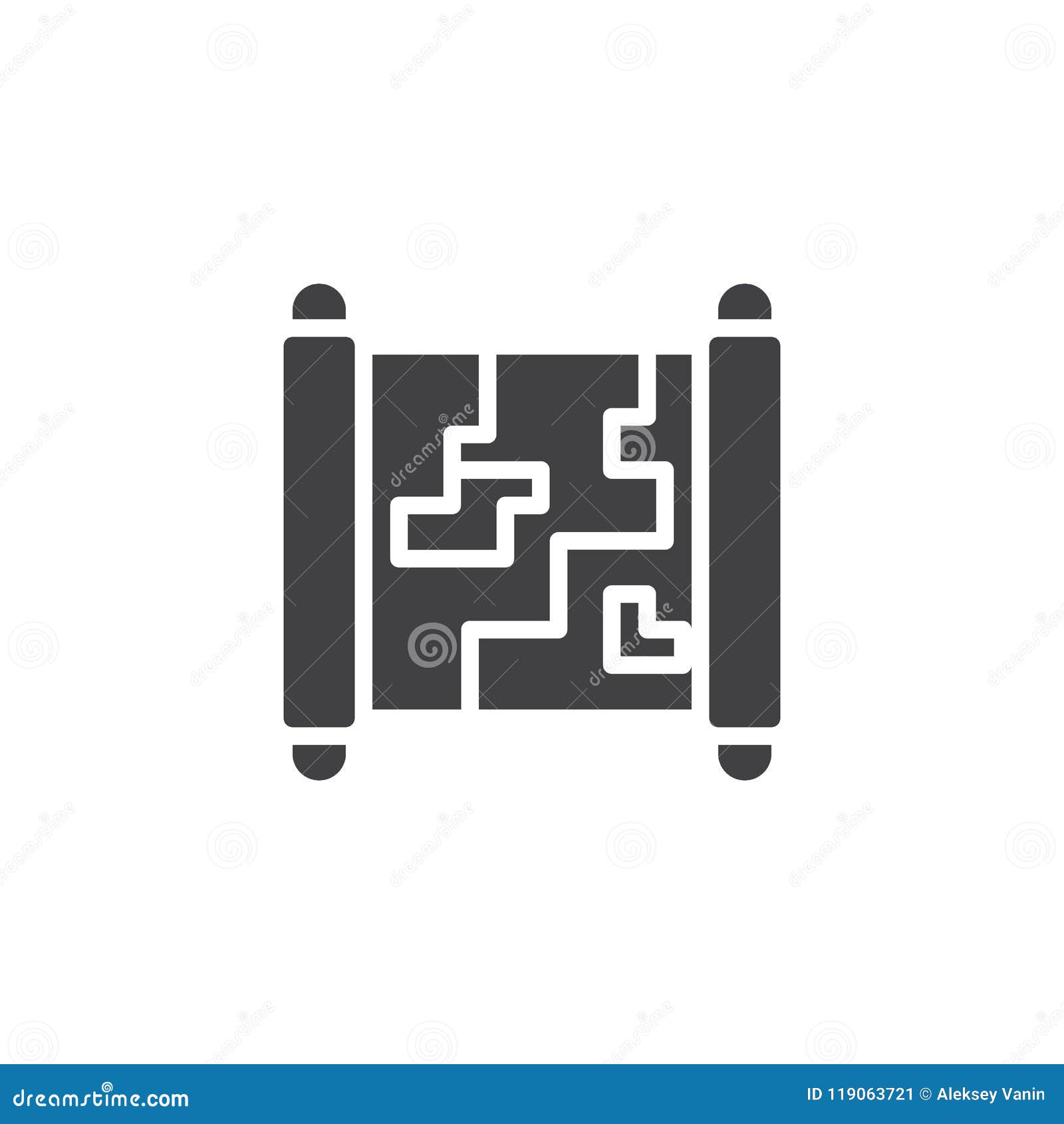 Treasure map vector icon stock vector. Illustration of treasure - 119063721