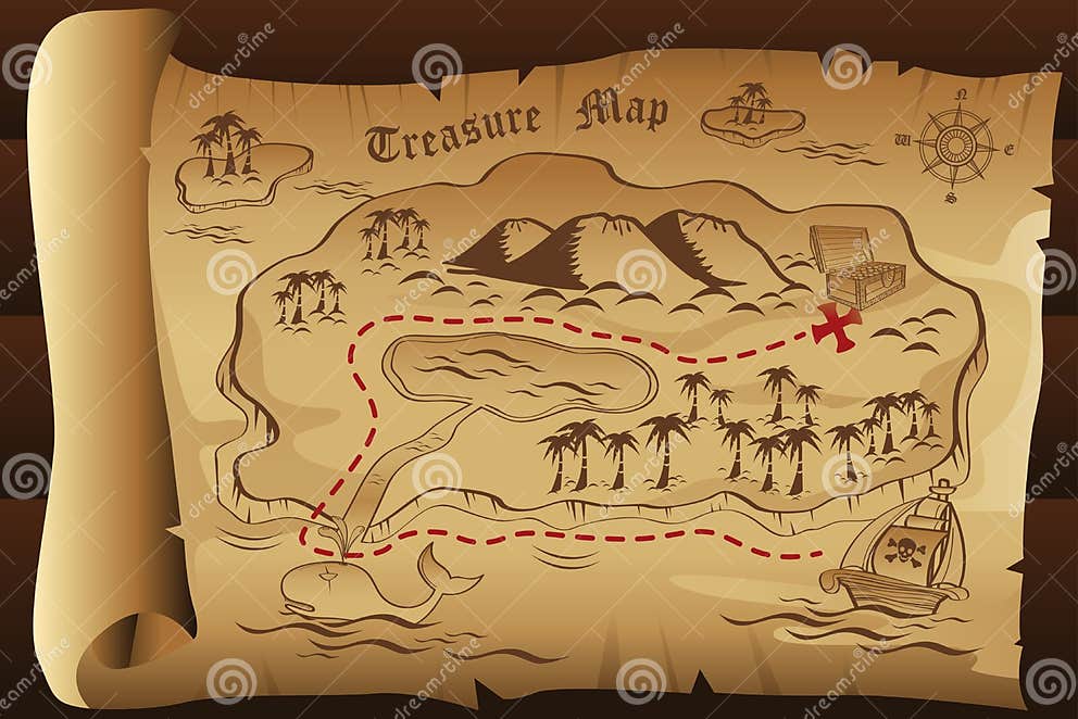 Treasure map stock vector. Illustration of fantasy, paper - 37887048