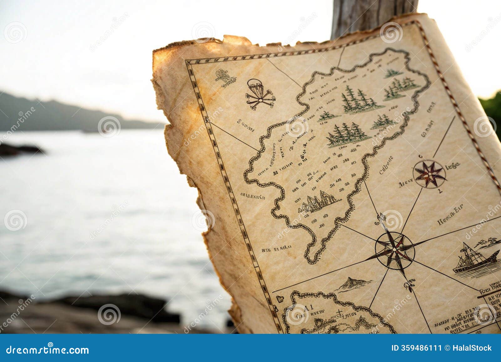 Treasure Map Vertical Background Illustration. Old Treasure Map ...