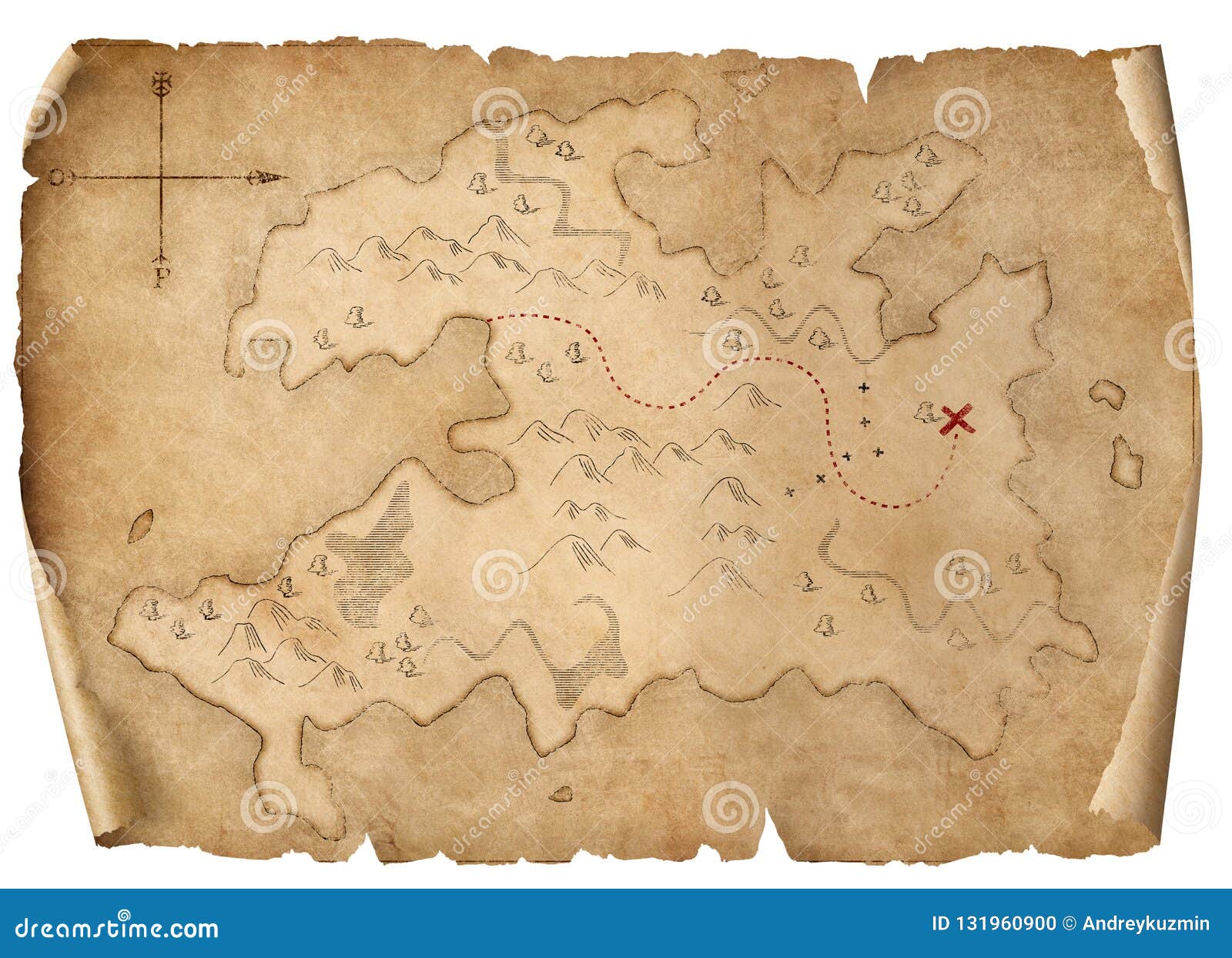 Treasure Medieval Map Isolated 3d Illustration Stock Illustration ...