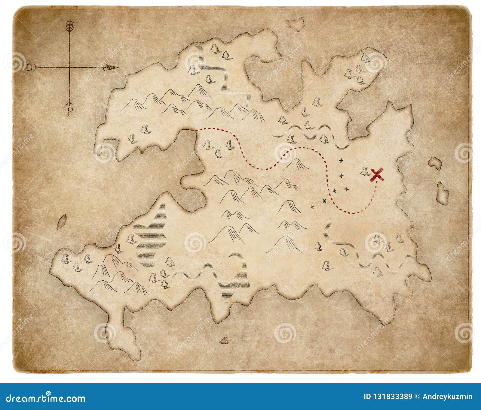Treasure Medieval Pirates Map Page Isolated Stock Image - Image of ...