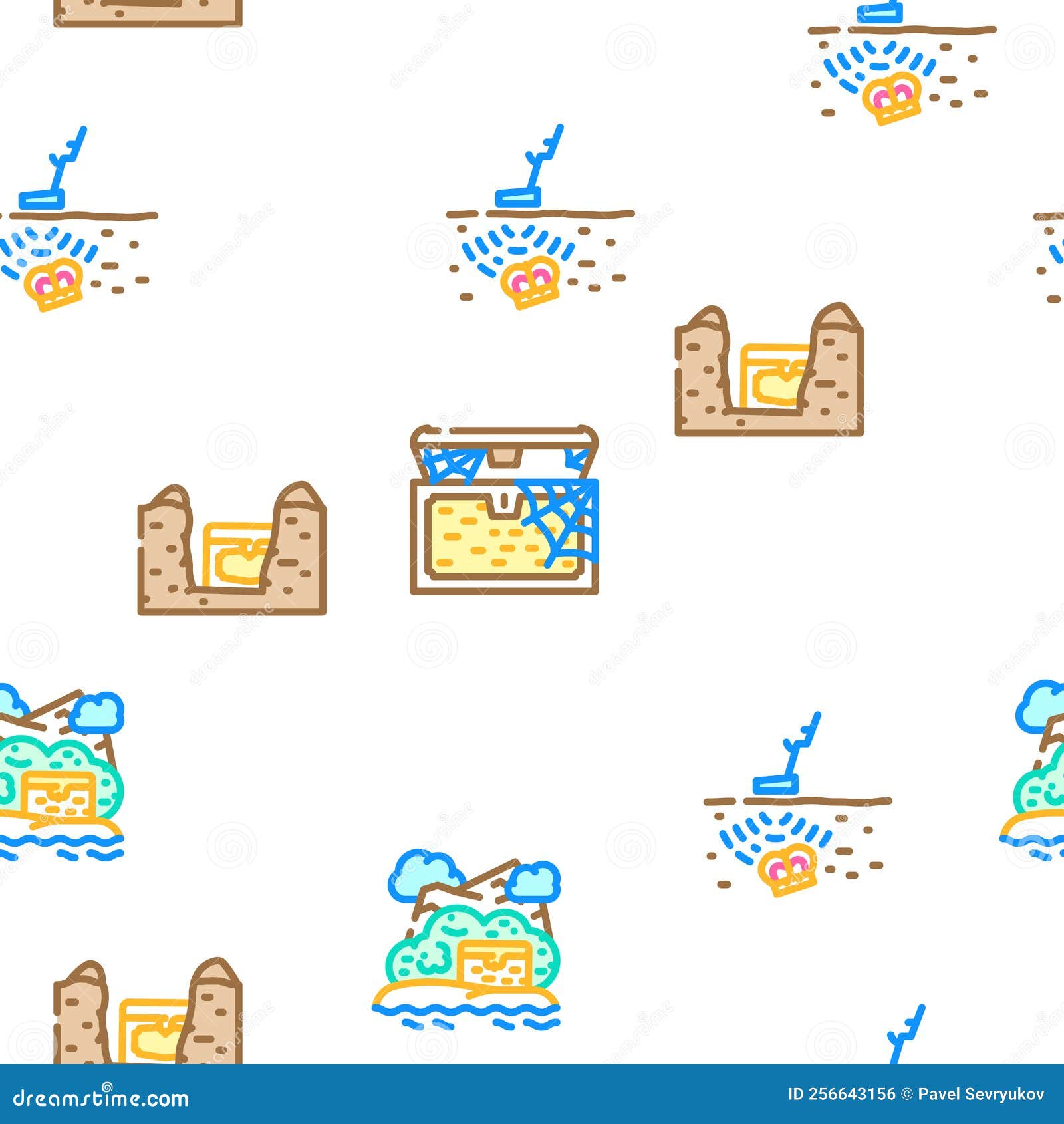 Treasure Precious and Antique Vector Seamless Pattern Stock Vector ...