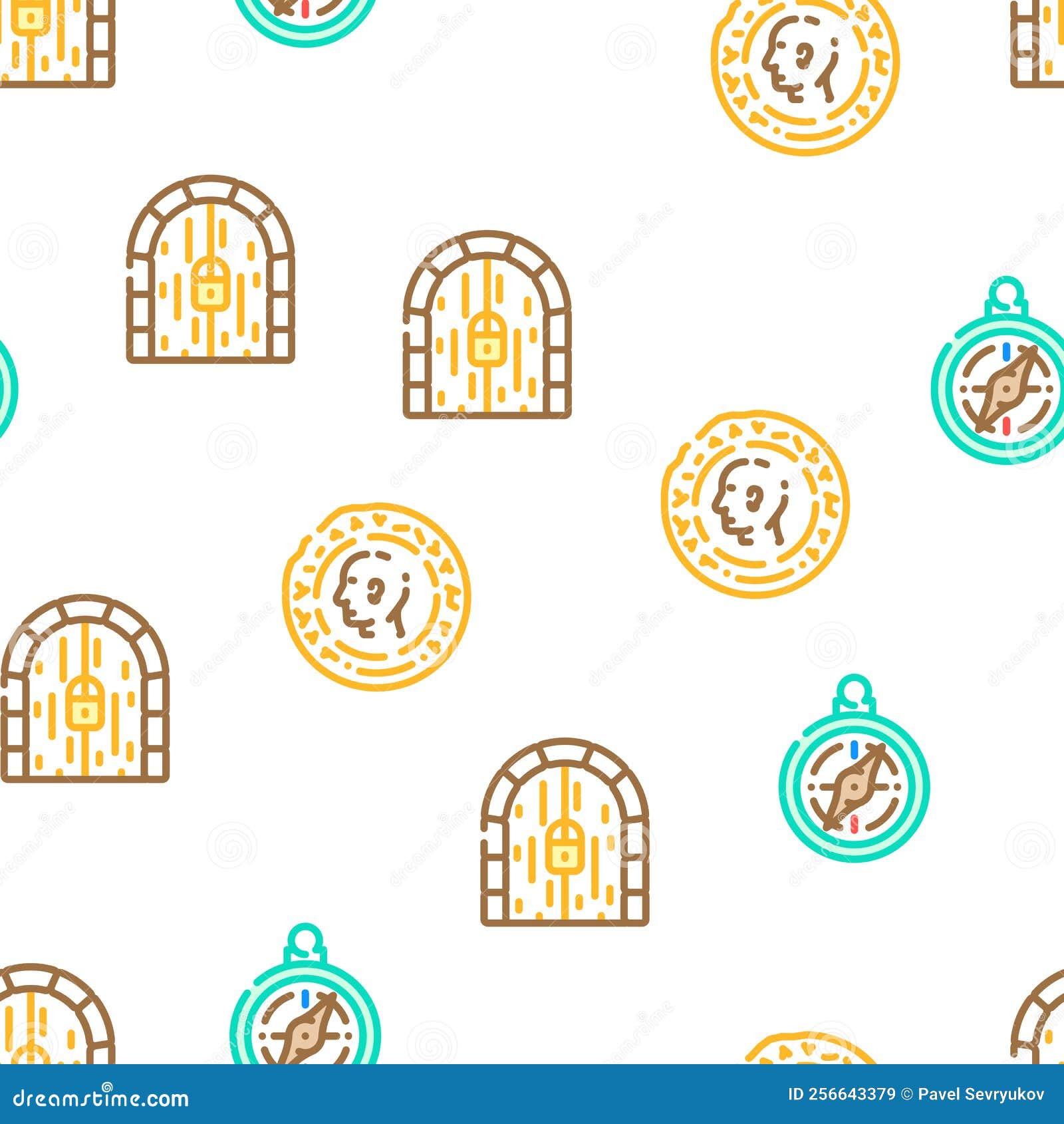 Treasure Precious and Antique Vector Seamless Pattern Stock Vector ...