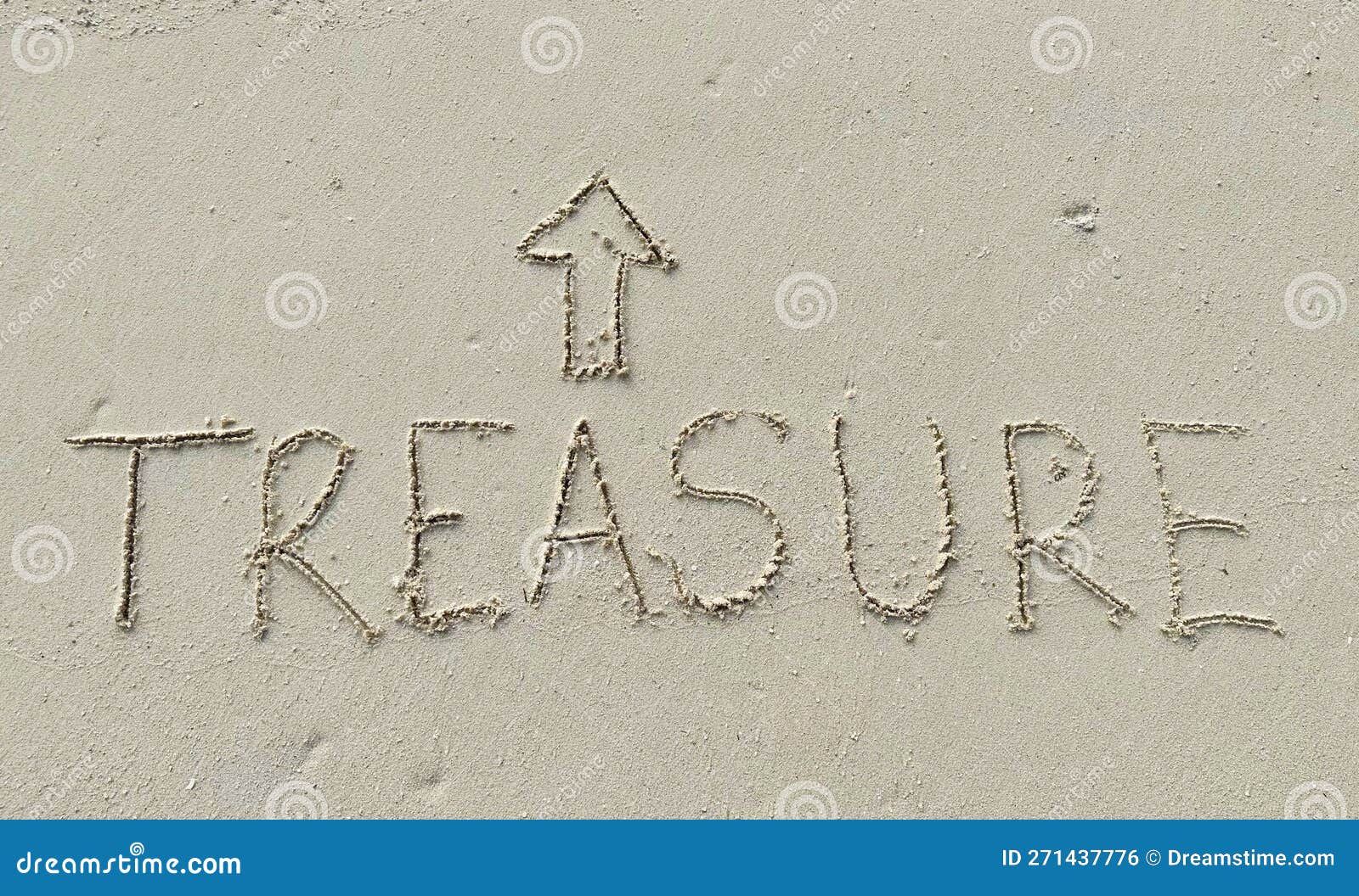 Treasure written on beach. stock photo. Image of smoking - 271437776