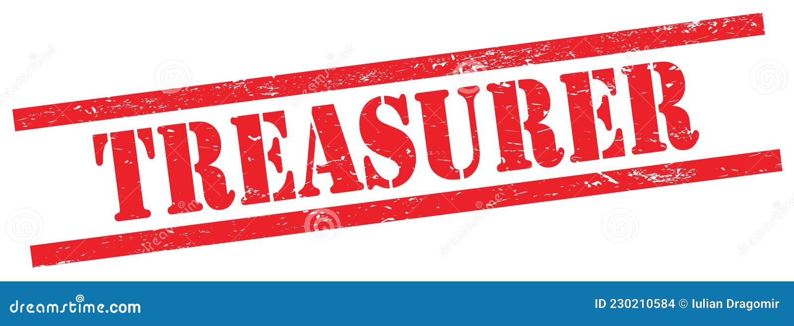 TREASURER Text on Red Grungy Rectangle Stamp Stock Illustration ...