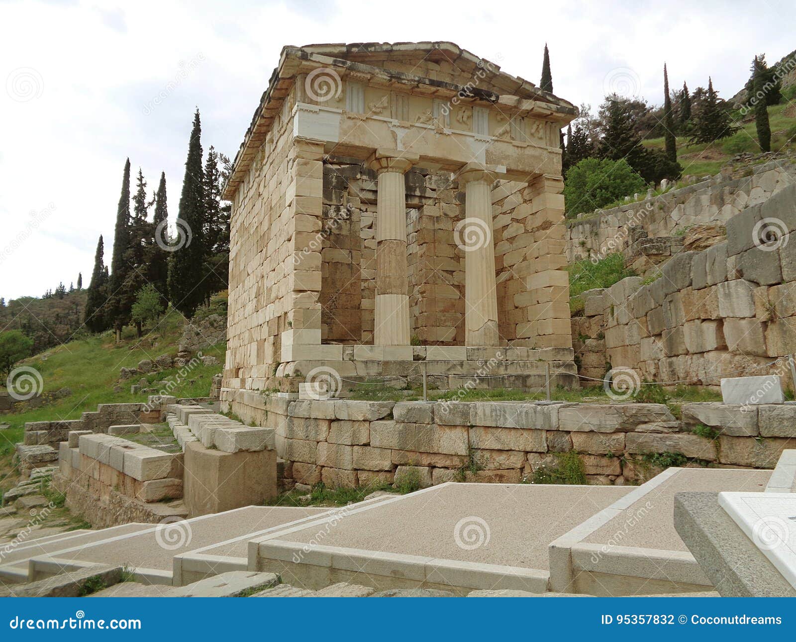 The Treasury of the Athenians on the Hillside of the Archaeological ...