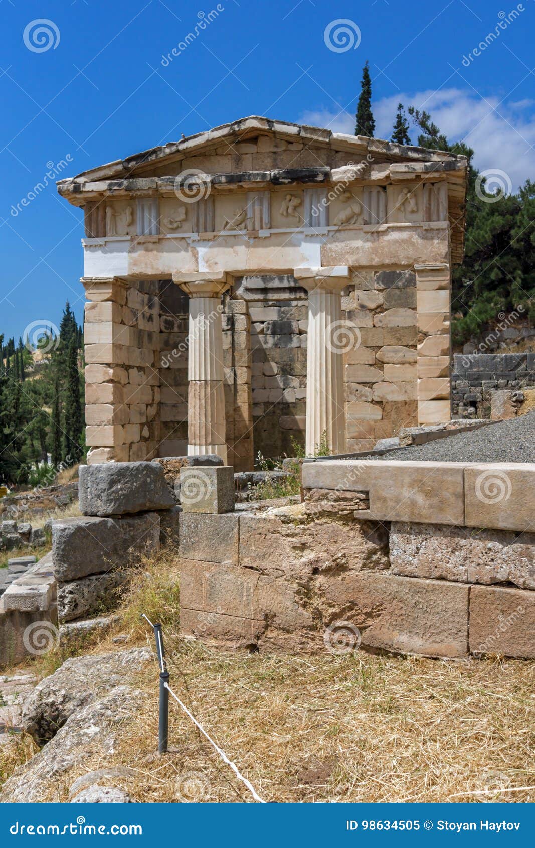 Treasury of Athens in Ancient Greek Archaeological Site of Delphi ...
