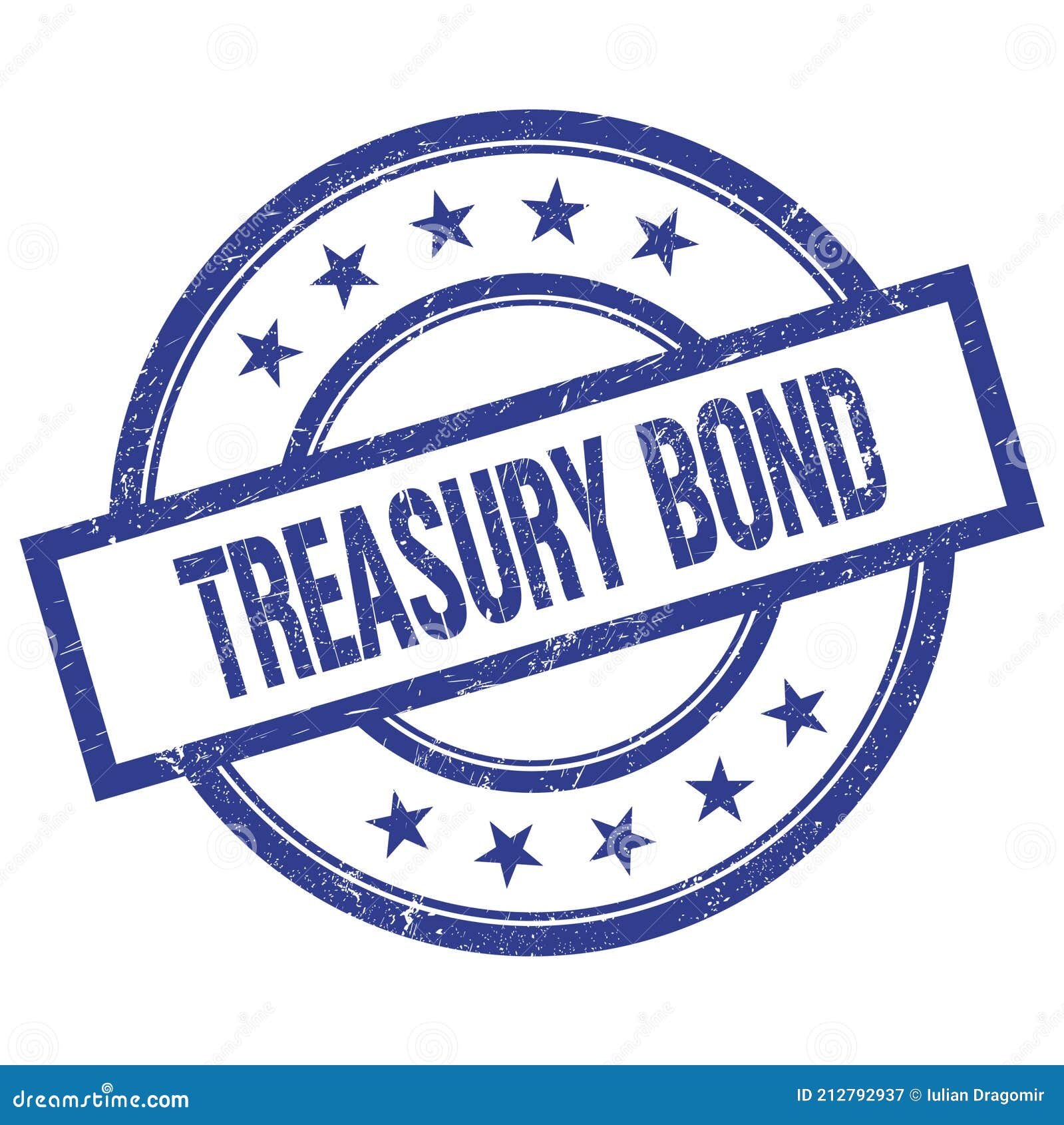 TREASURY BOND Text Written on Blue Vintage Round Stamp Stock ...