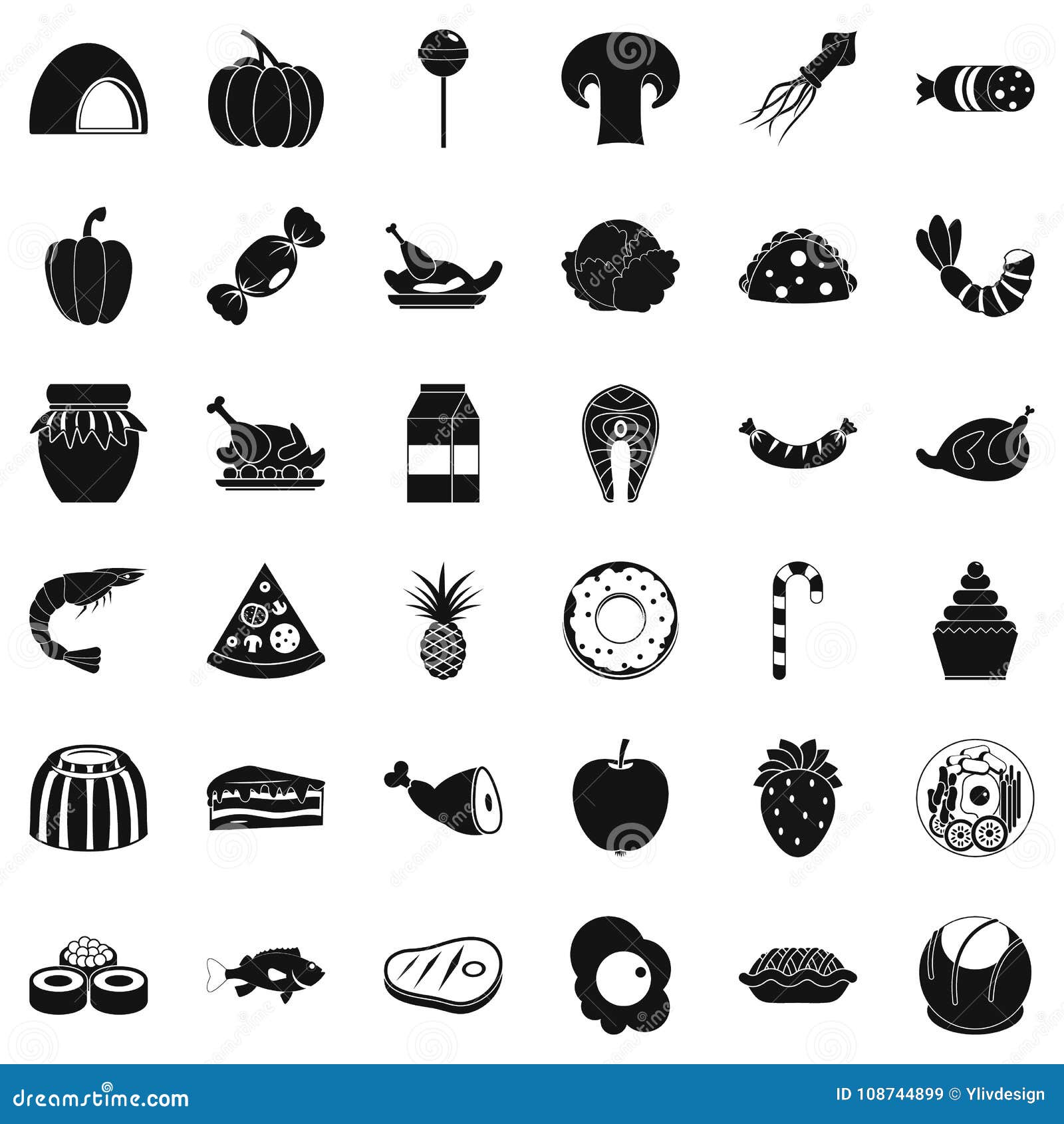Treat Icons Set, Simple Style Stock Vector - Illustration of eating ...