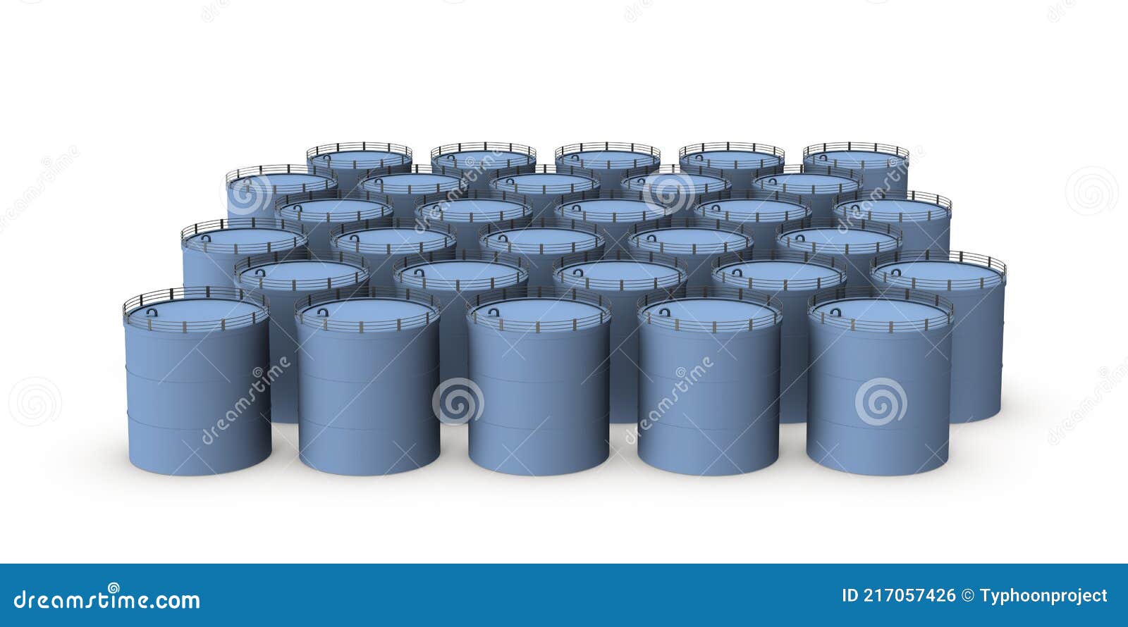 Treated Water Tanks Lined Up in Large Numbers. Stock Illustration ...