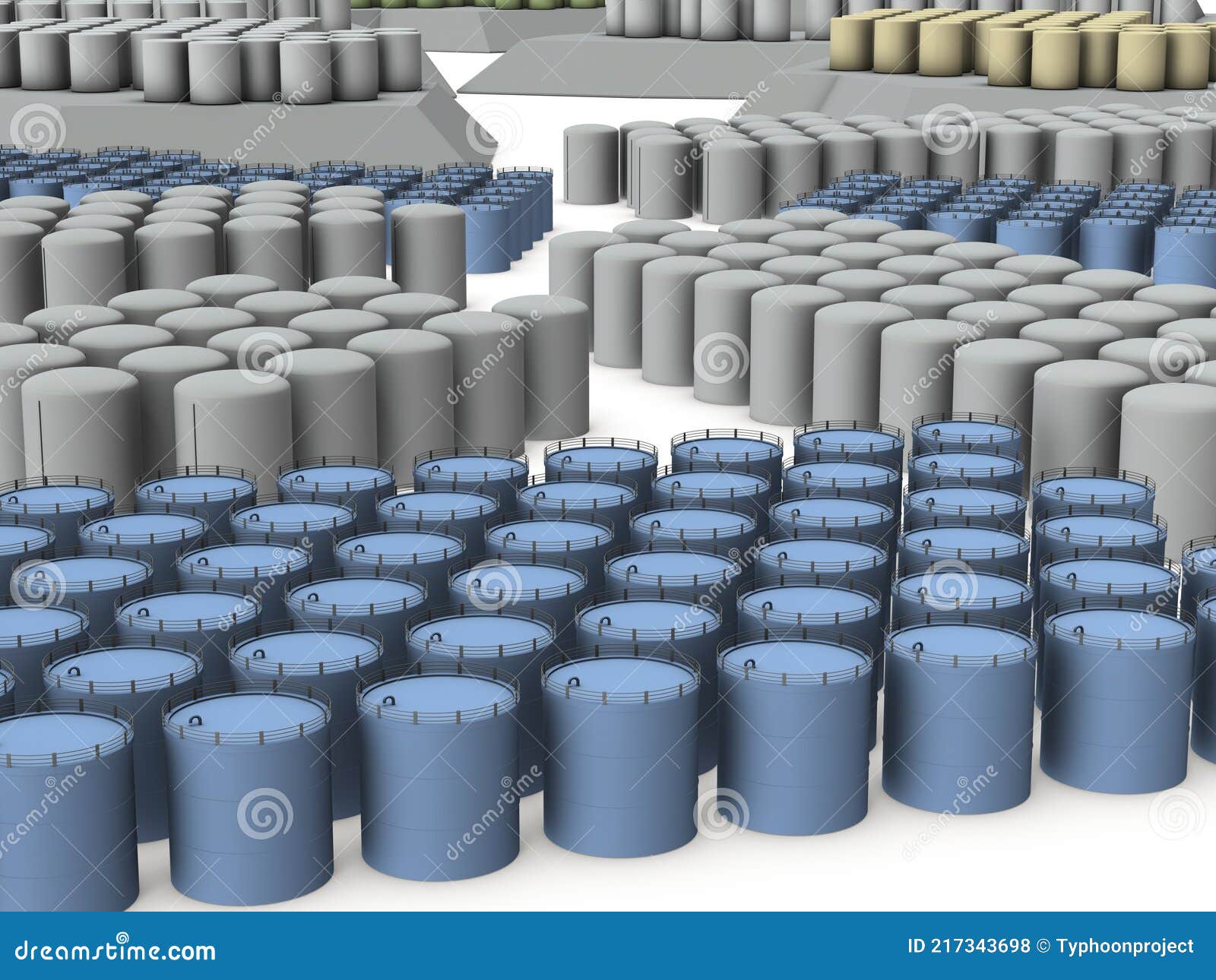 Treated Water Tanks Lined Up in Large Numbers. Stock Illustration ...