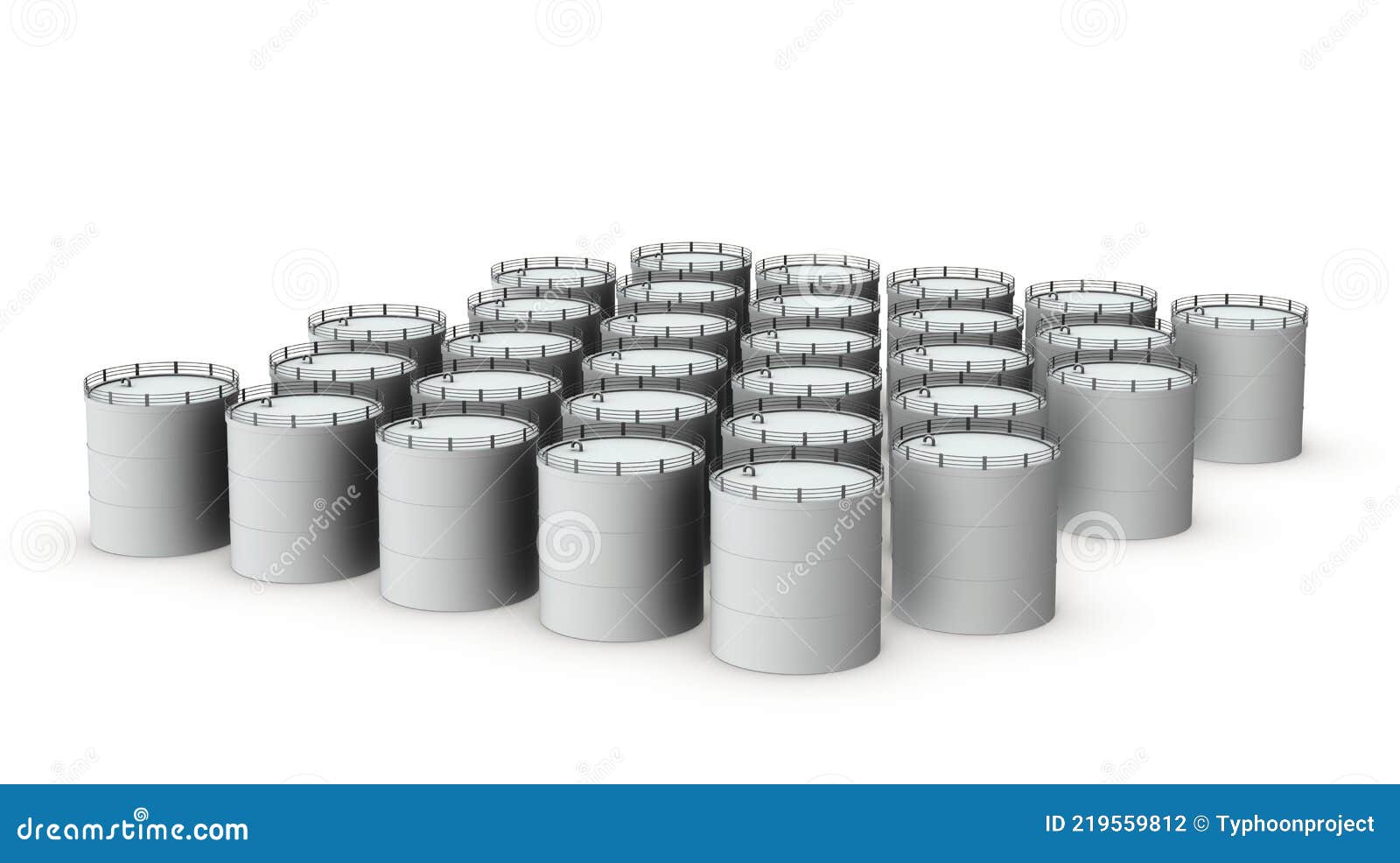 Treated Water Tanks Lined Up in Large Numbers. Stock Illustration ...