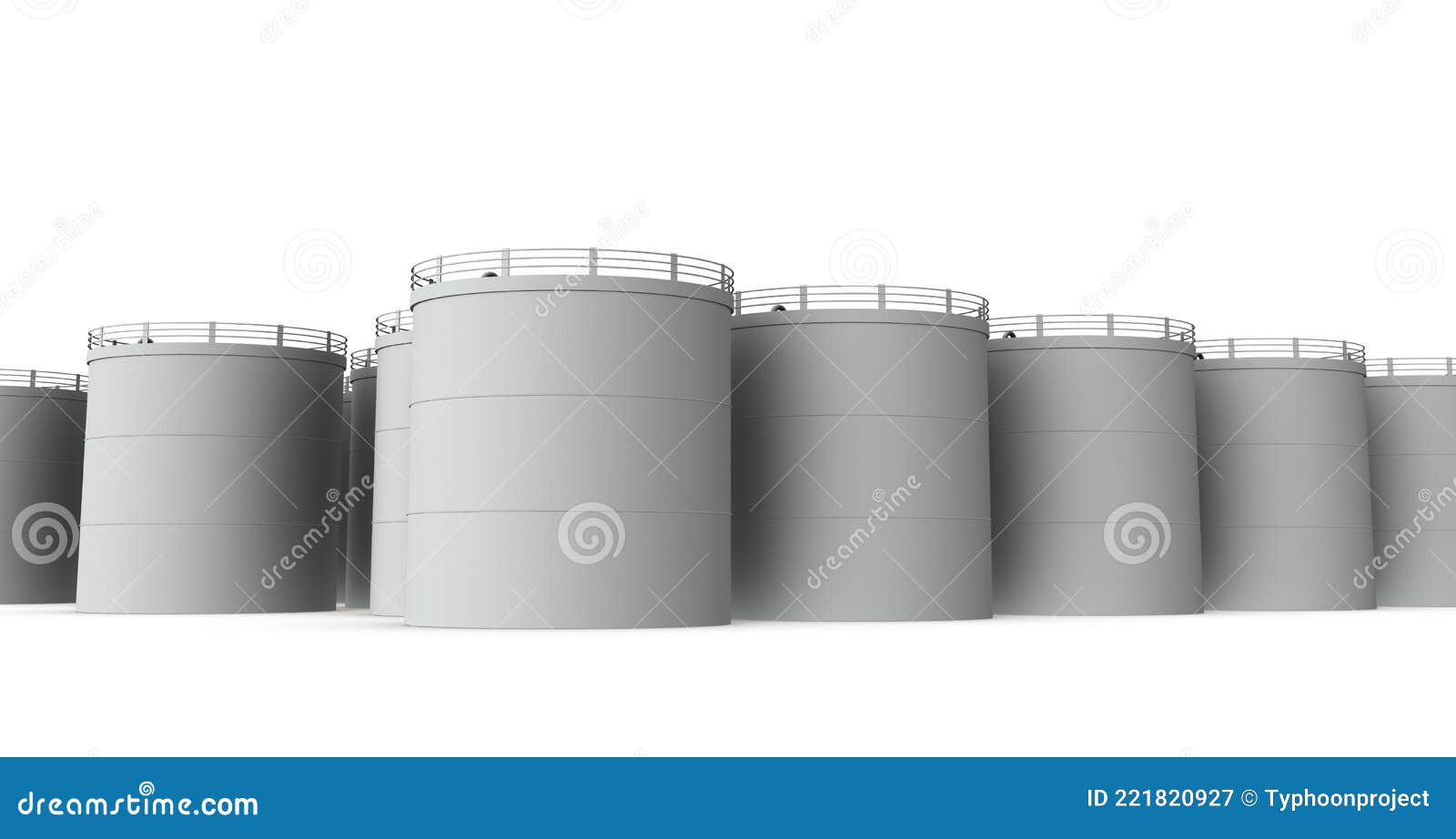 Treated Water Tanks Lined Up in Large Numbers. Stock Illustration ...