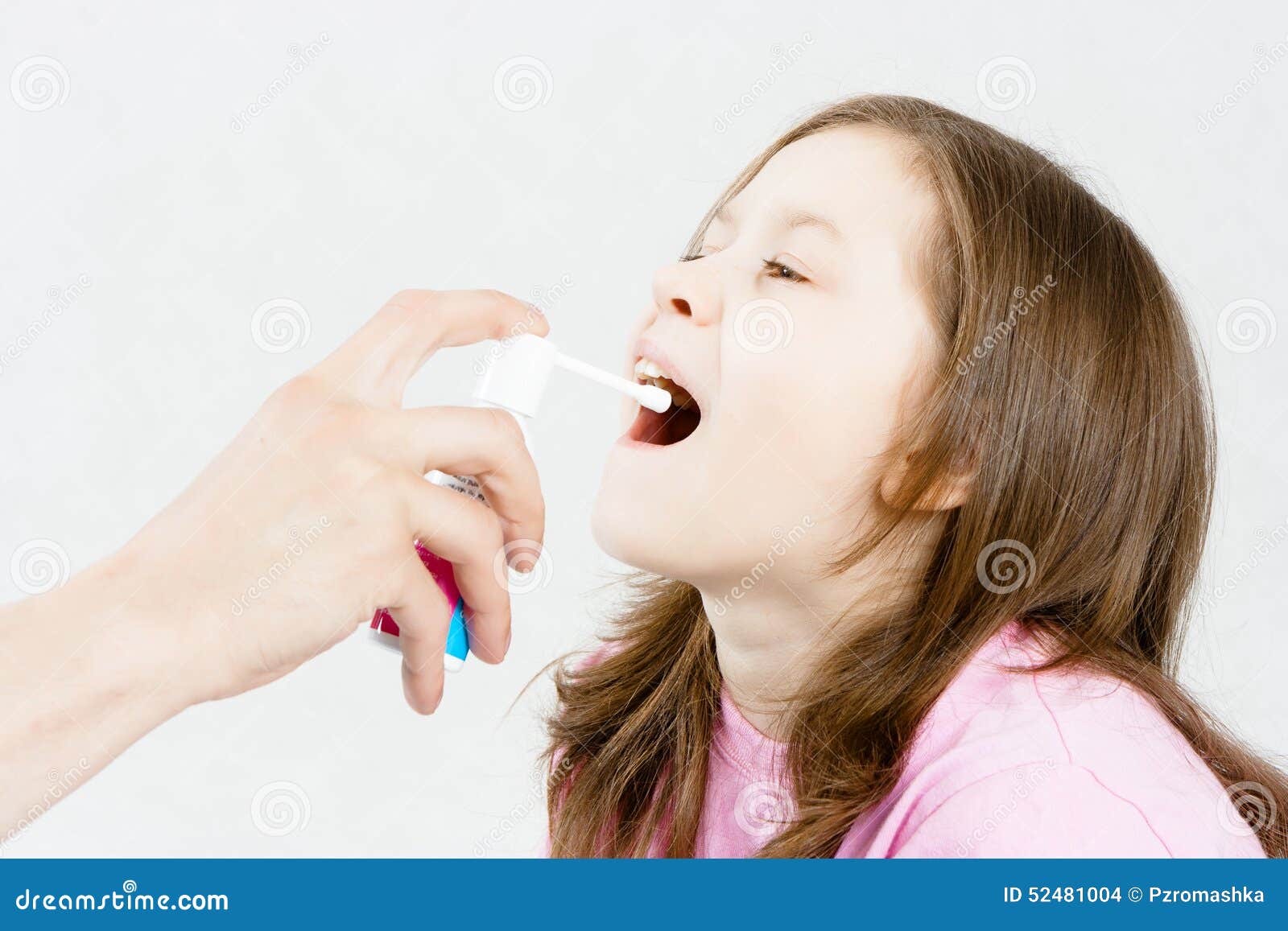Treatment of Sore Throat. Medicinal Spray Stock Photo - Image of mouth ...