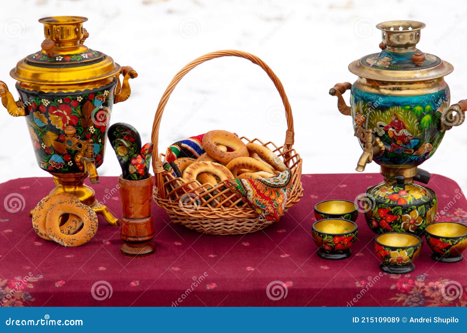 Treats at the Samovar on the Table Stock Image - Image of national ...