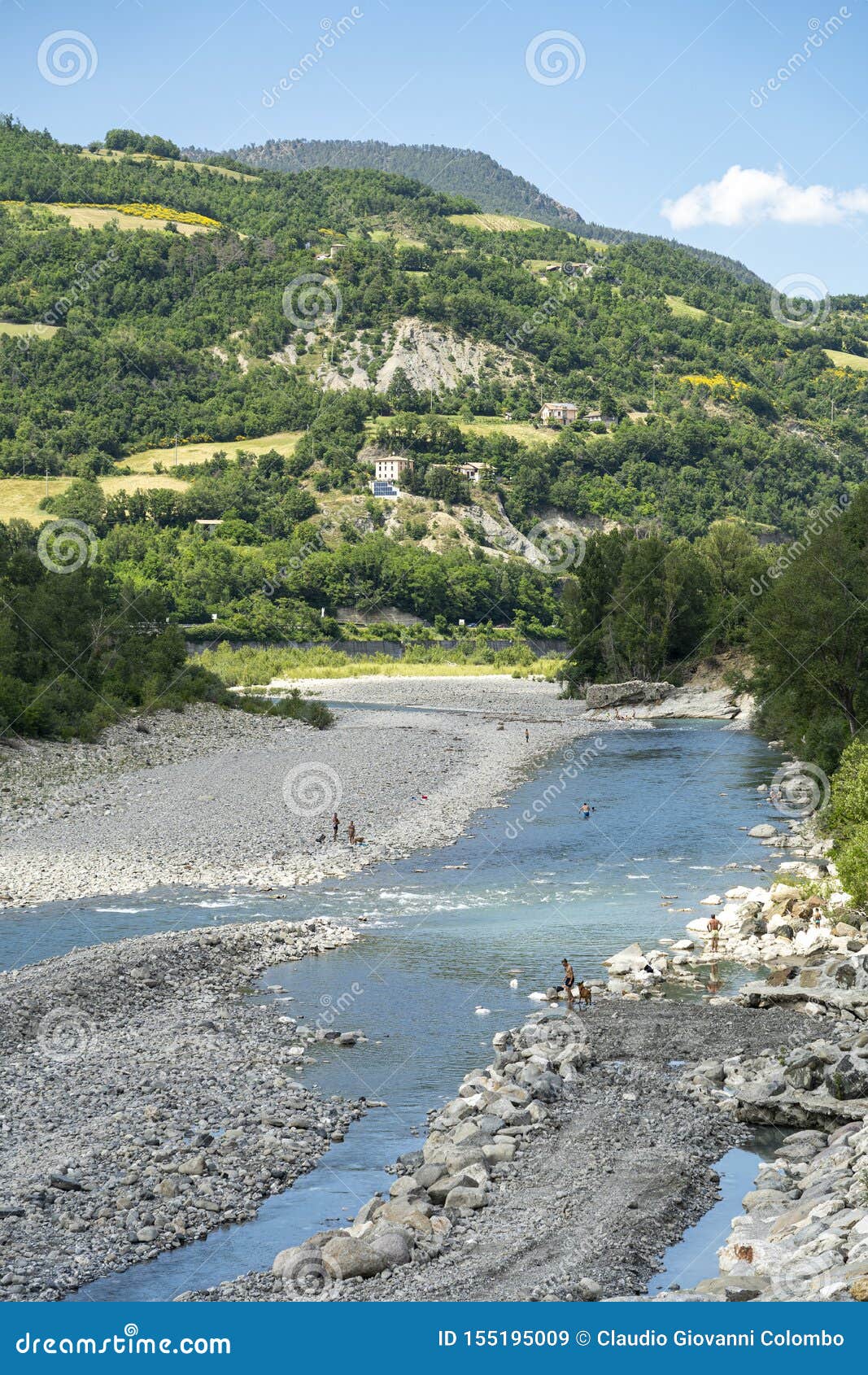 Trebbia River from the Bridge of Bobbio Stock Image - Image of tree ...