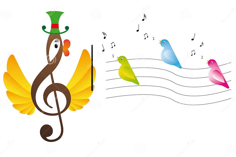 Treble clef is bird stock illustration. Illustration of classical ...