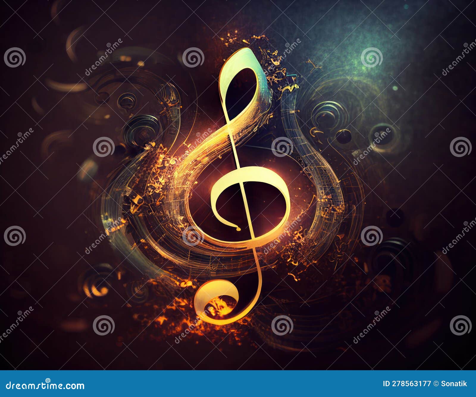 Treble Clef with Bokeh Effect by Generative AI Stock Illustration ...