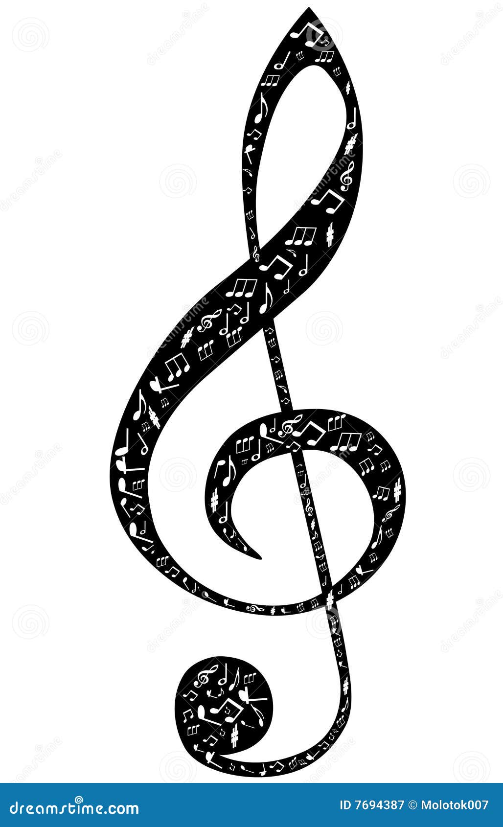 Treble Clef Design by Musical Notes Stock Vector - Illustration of note ...