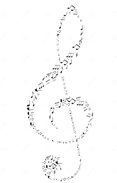 Treble Clef Design by Musical Notes Stock Vector - Illustration of ...
