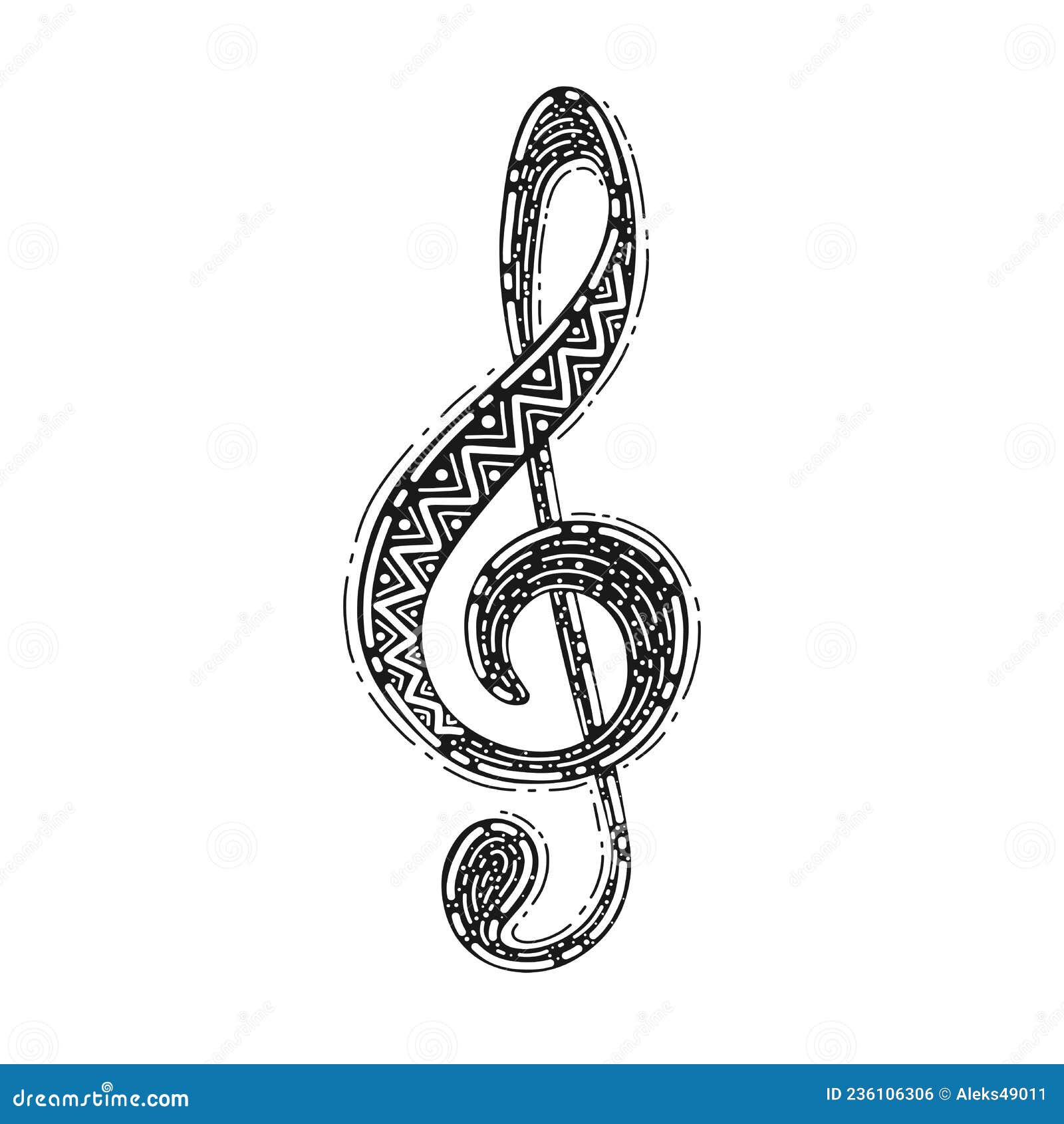 Treble Clef Drawing.Musical Concept.music Notes Vector Illustration ...