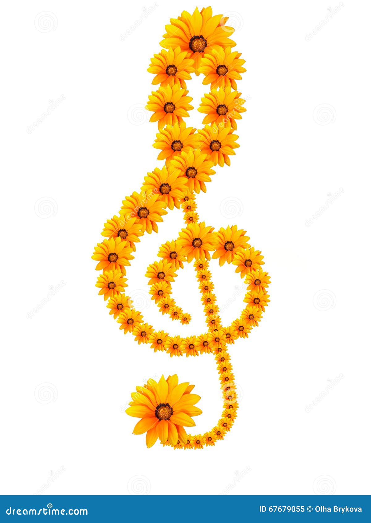Treble clef from flowers stock image. Image of background - 67679055