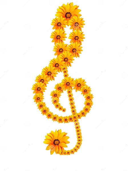 Treble clef from flowers stock image. Image of background - 67679055