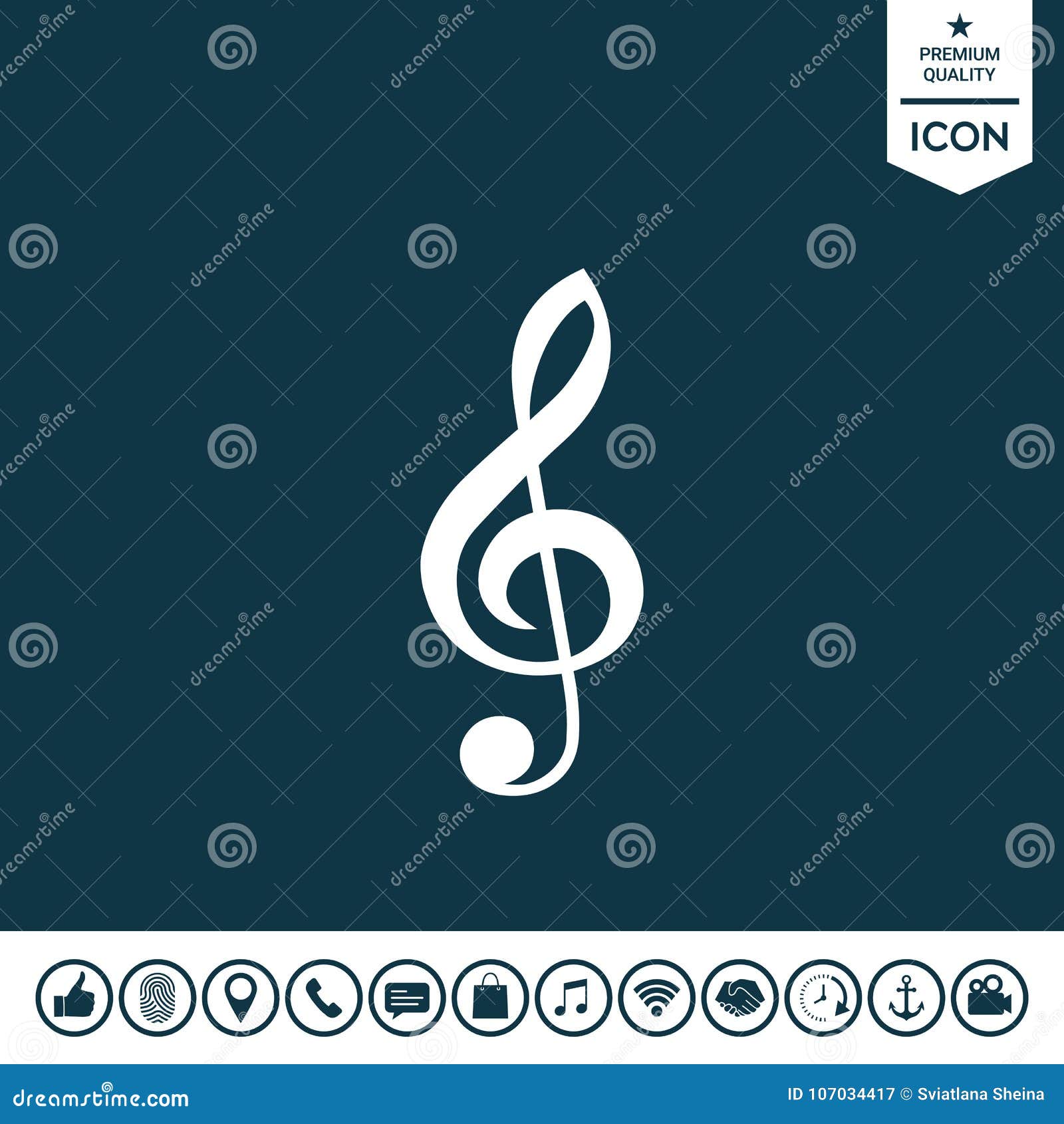 Treble clef icon stock vector. Illustration of concept - 107034417