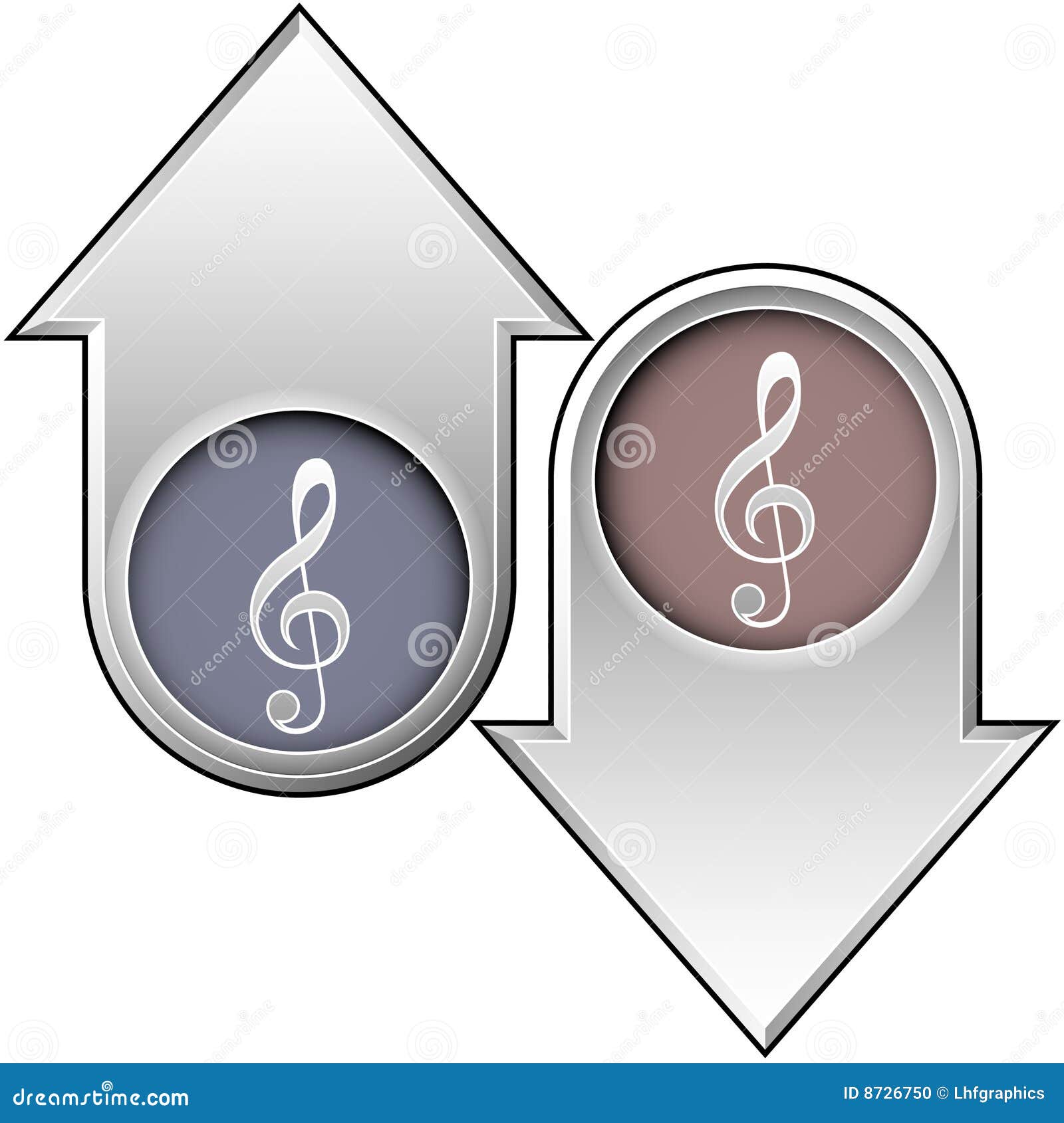 Treble Clef Icon On Up And Down Arrows Vector Illustration ...