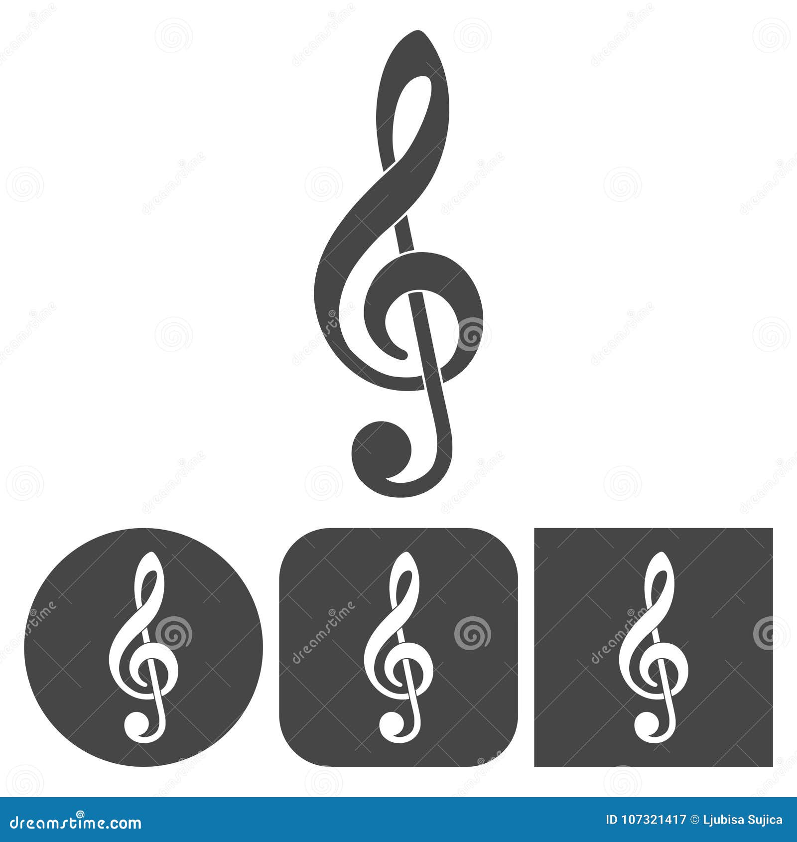 Treble Clef Icon - Vector Icons Set Stock Vector - Illustration of bass ...