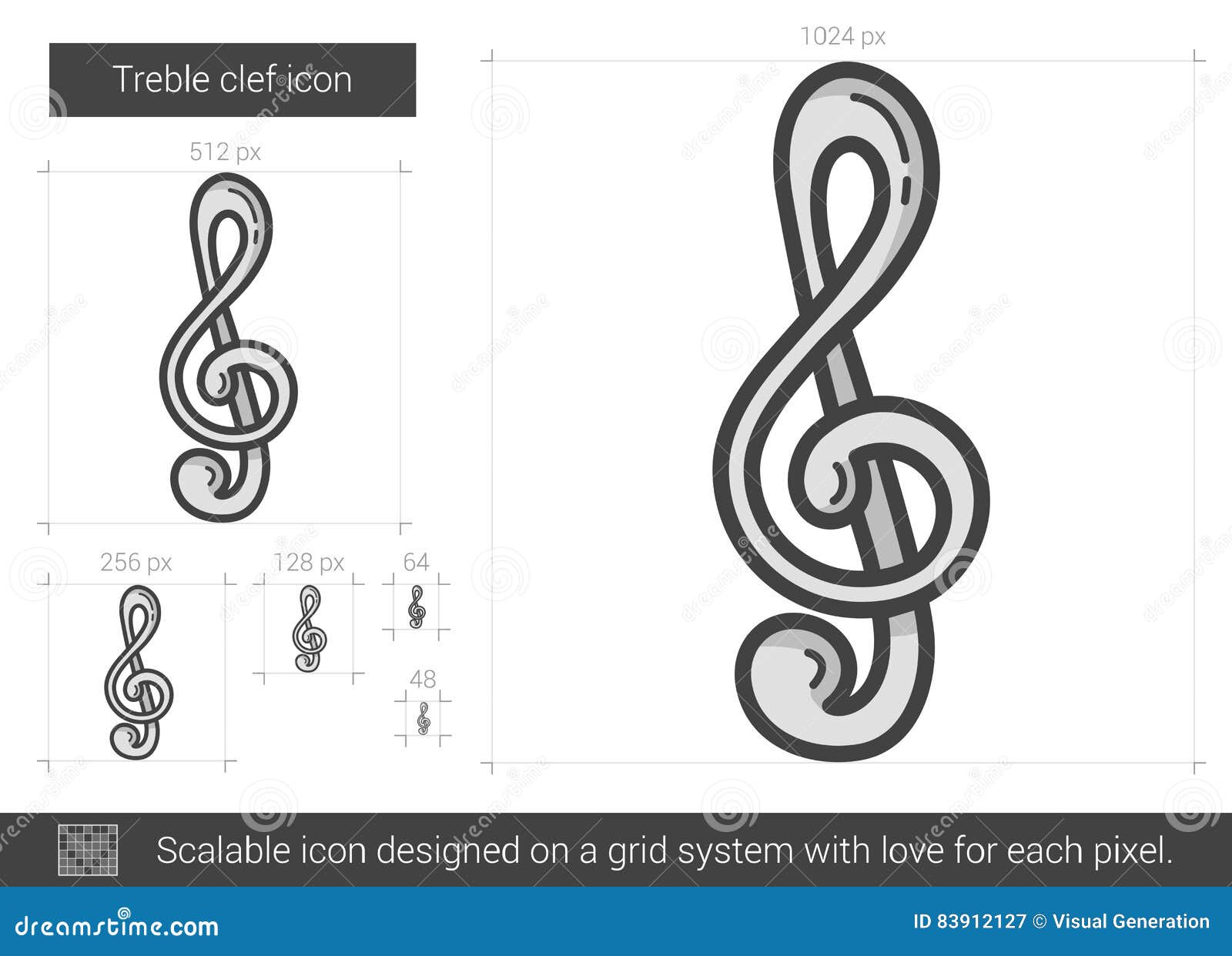 Treble clef line icon. stock vector. Illustration of scalable - 83912127