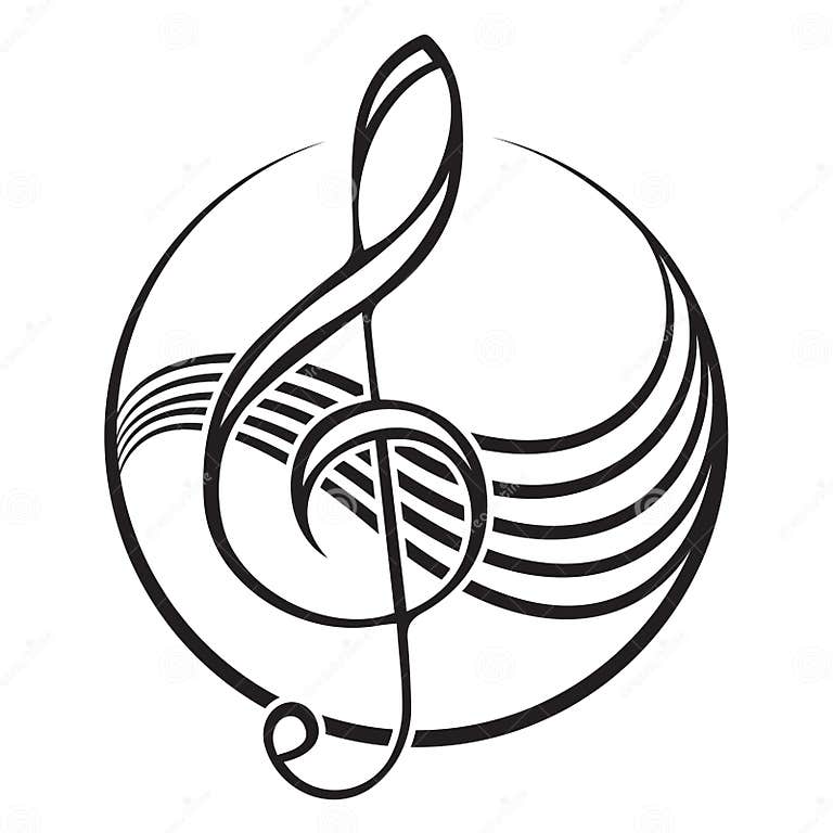 Treble clef logo. stock vector. Illustration of event - 93579467
