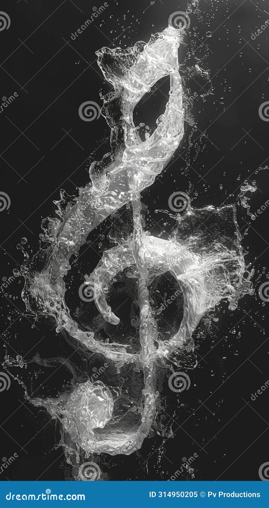 Treble Clef Made of Water Isolated on Black Background. Stock Image ...