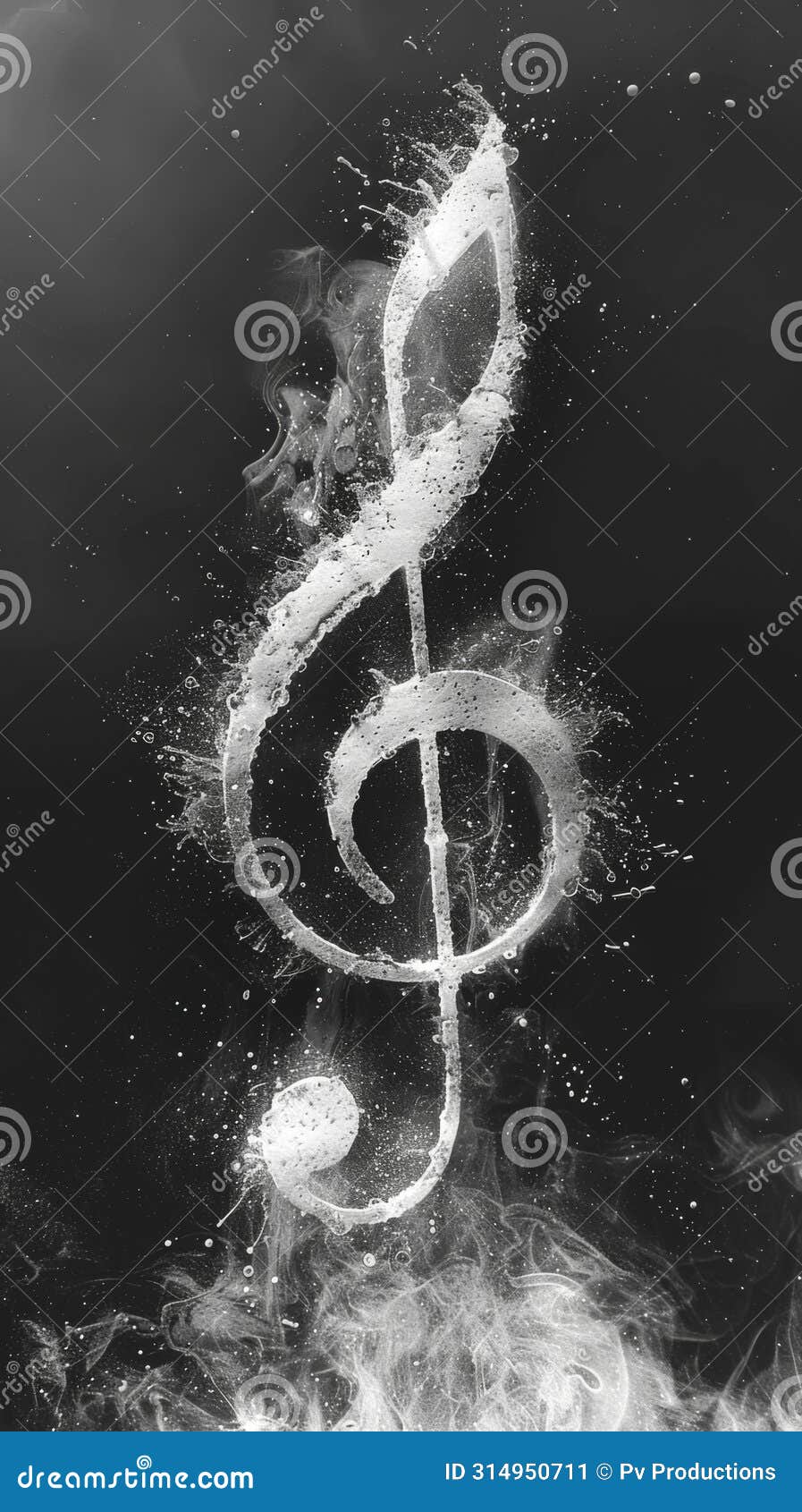 Treble Clef Made of Water Isolated on Black Background. Stock Image ...