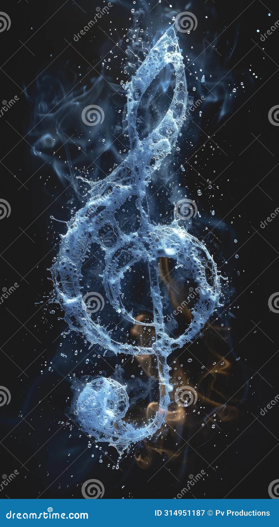 Treble Clef Made of Water Isolated on Black Background. Stock Image ...