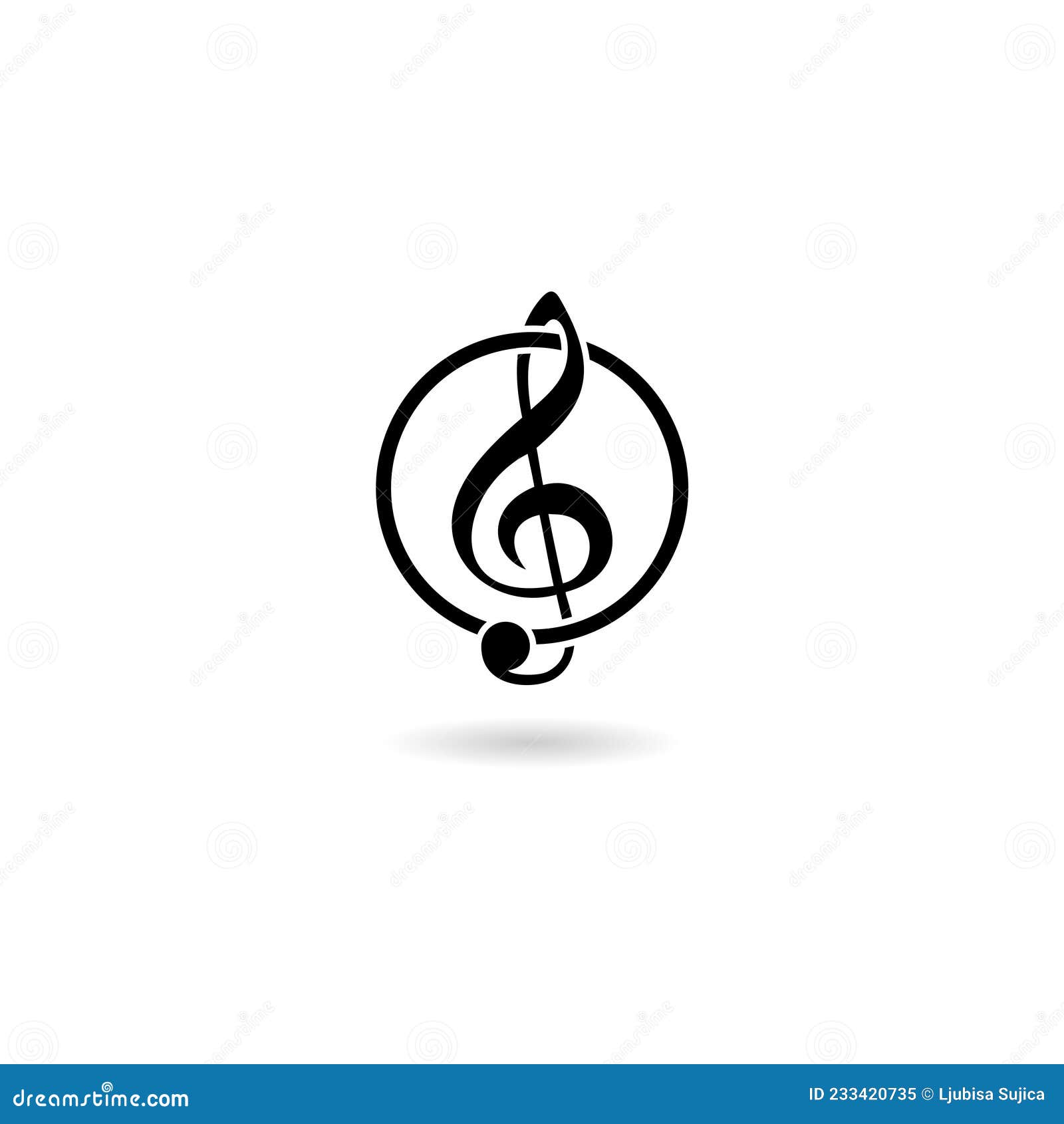 Treble Clef Music Icon with Shadow Isolated on White Stock Vector ...