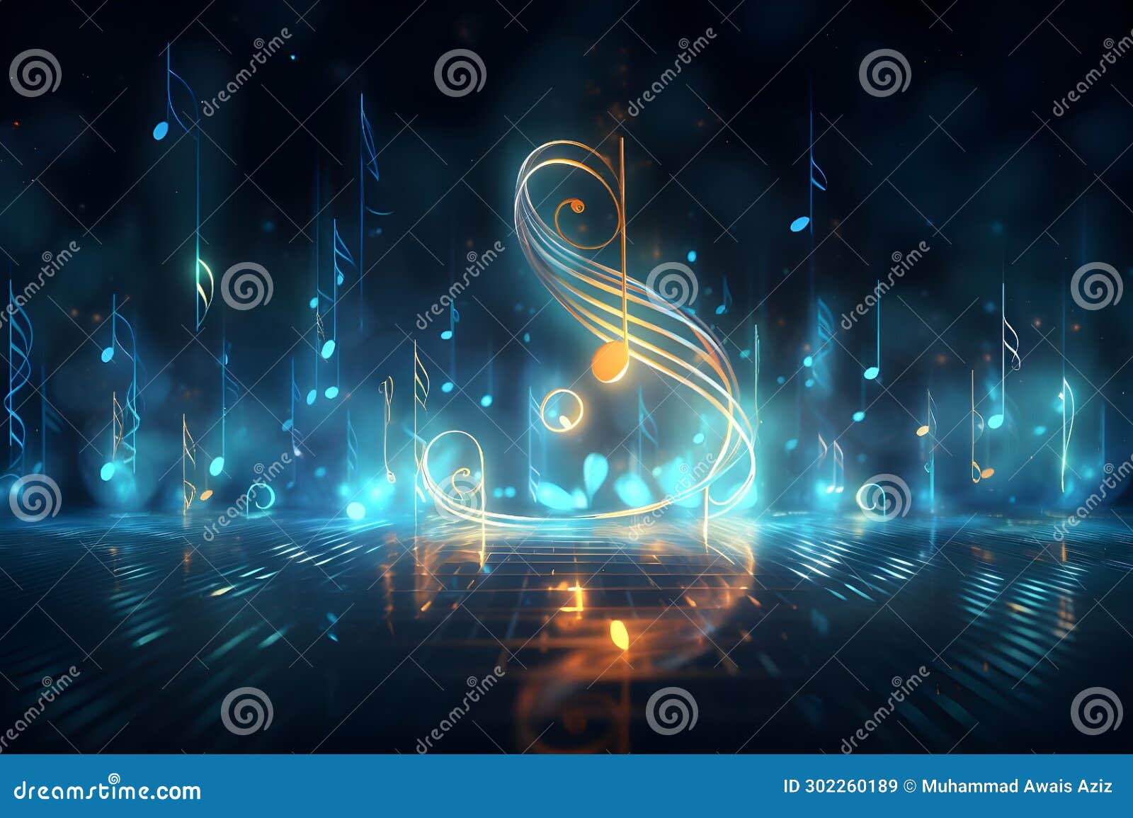 Treble Clef and Music Notes, 3d Rendering Toned Image - Ai Generated ...