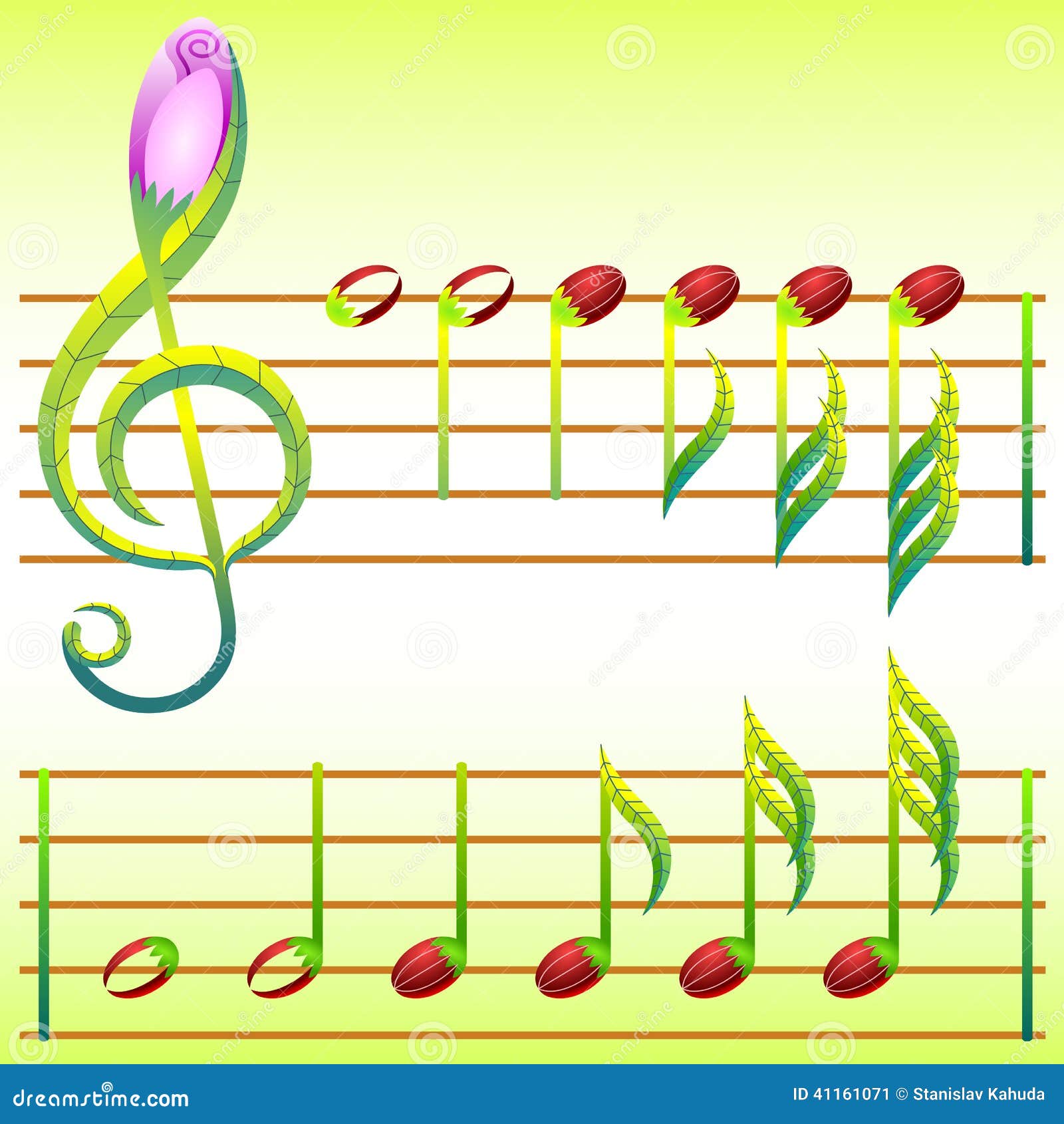 Stylized Treble Clef With Music Notes Isolated Stock Illustration ...