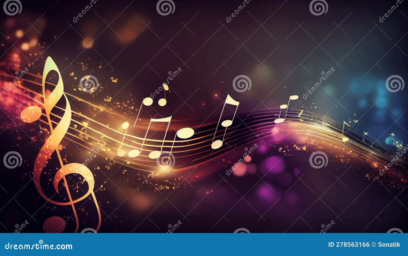 Treble Clef and Notes with Bokeh Effect by Generative AI Stock ...