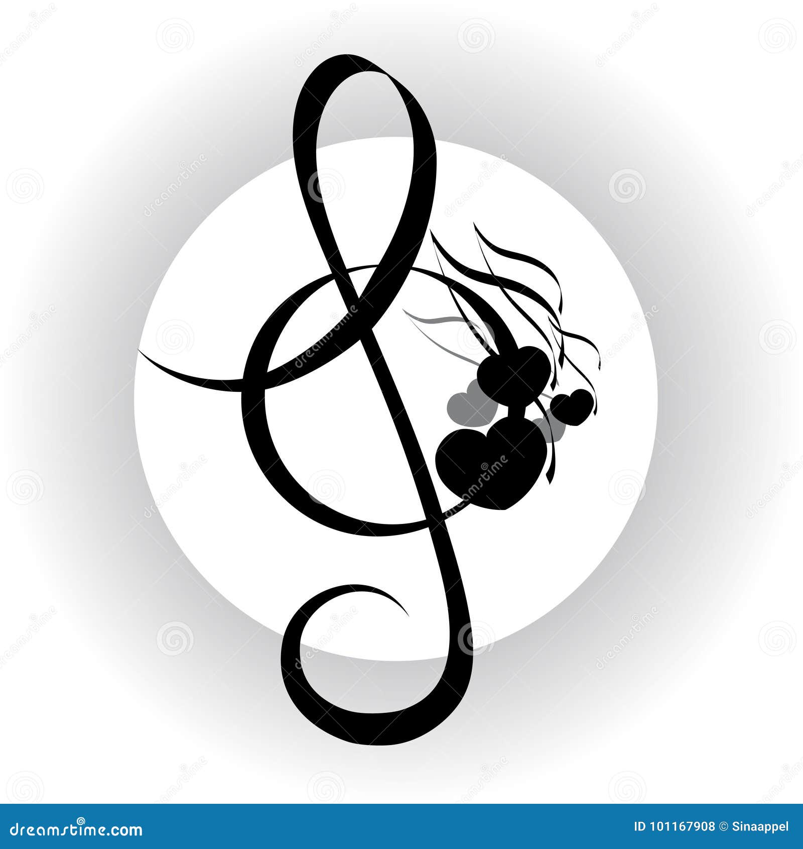 Treble Clef with Notes Design Stock Vector - Illustration of background ...
