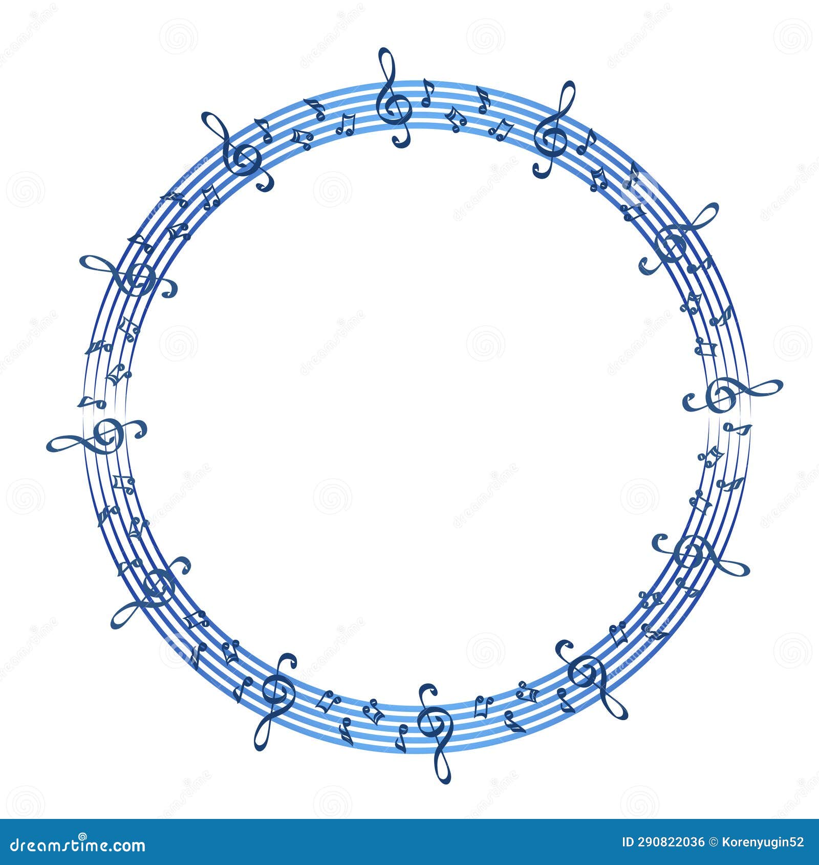 Treble Clef and Notes Music Round Frame Stock Illustration ...