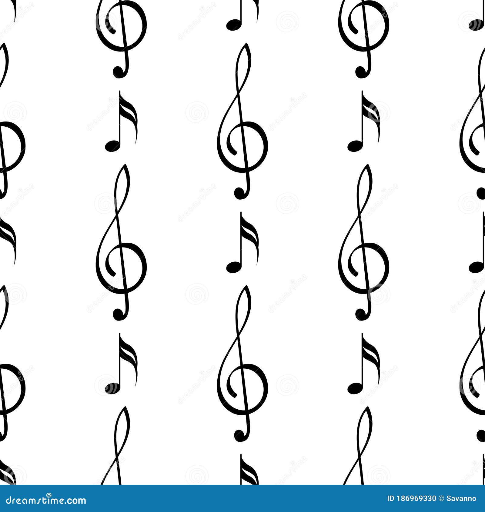 Treble Clef and Notes. Musical Seamless Pattern Stock Vector ...