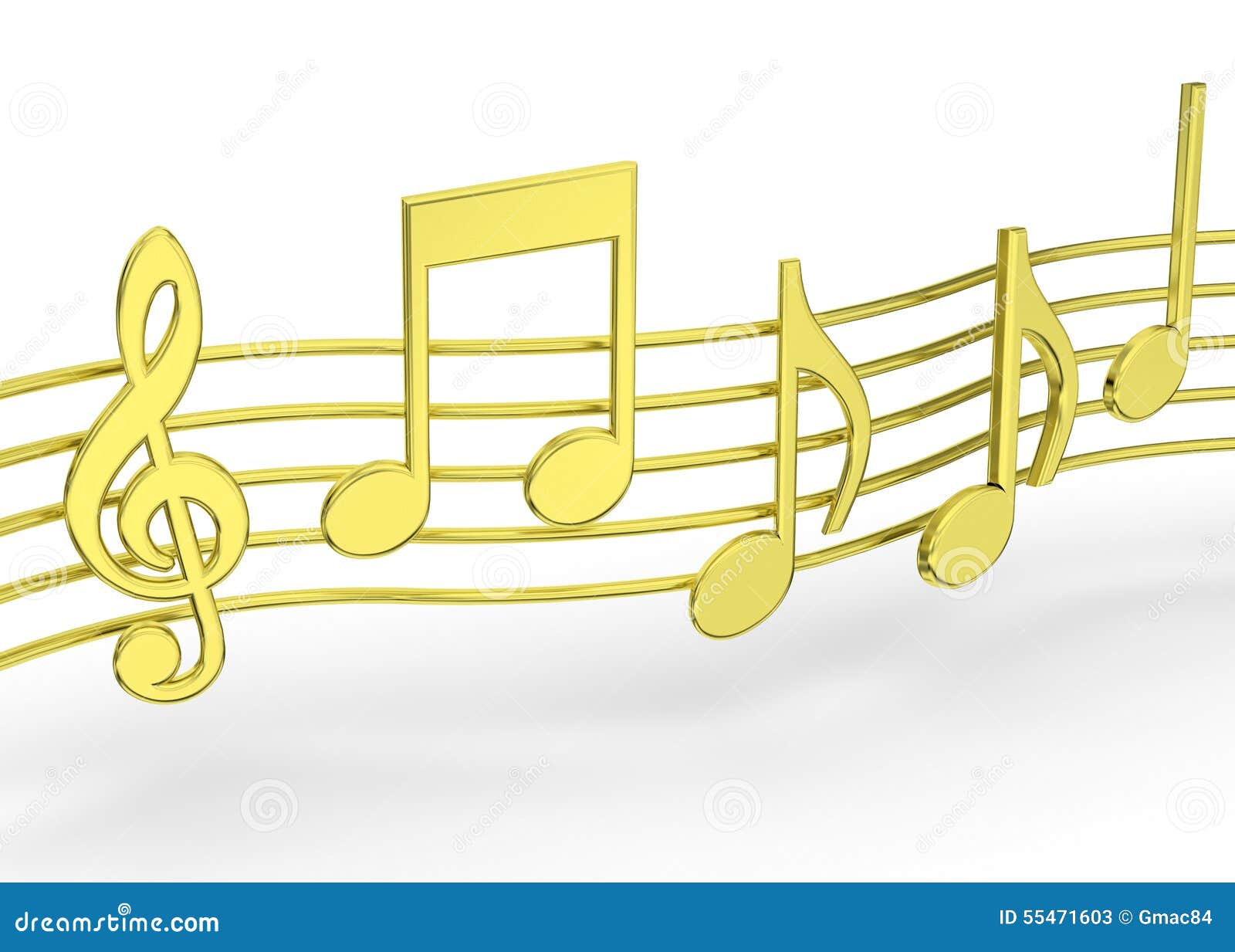 Treble Clef and Notes on Pentagram - 3D Stock Illustration ...