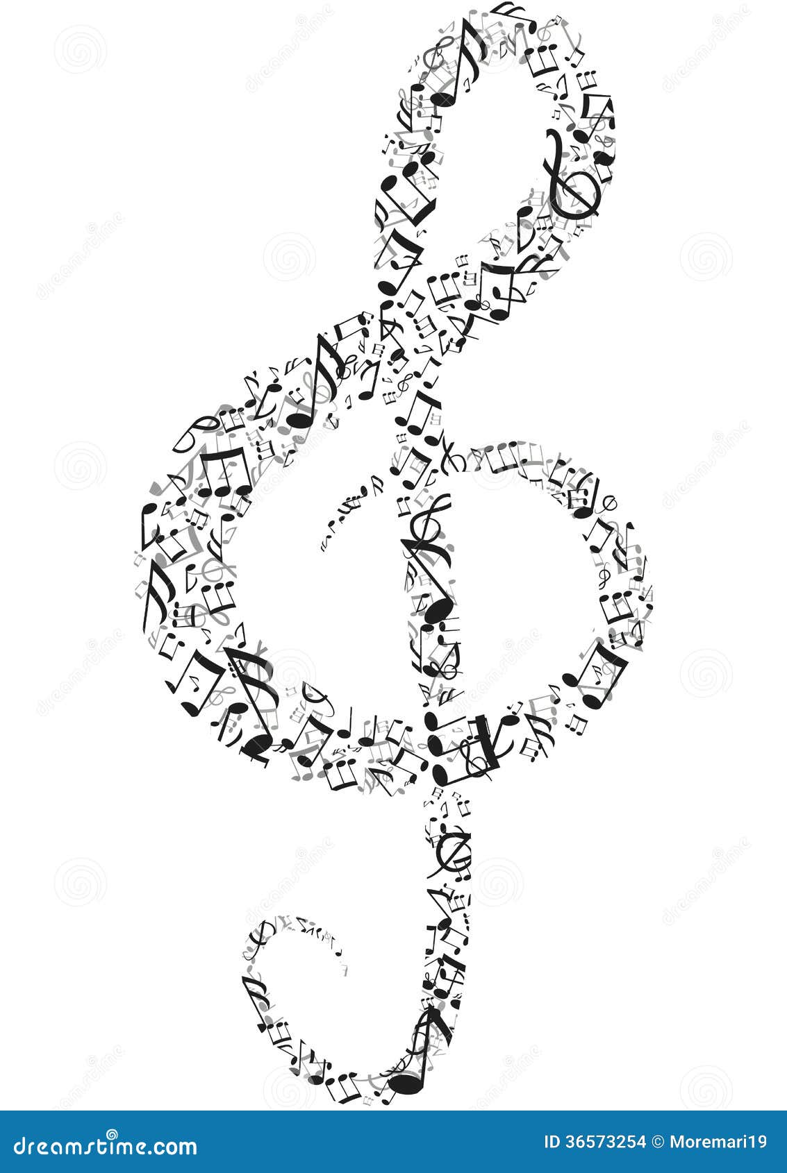Treble clef from notes stock vector. Illustration of design - 36573254